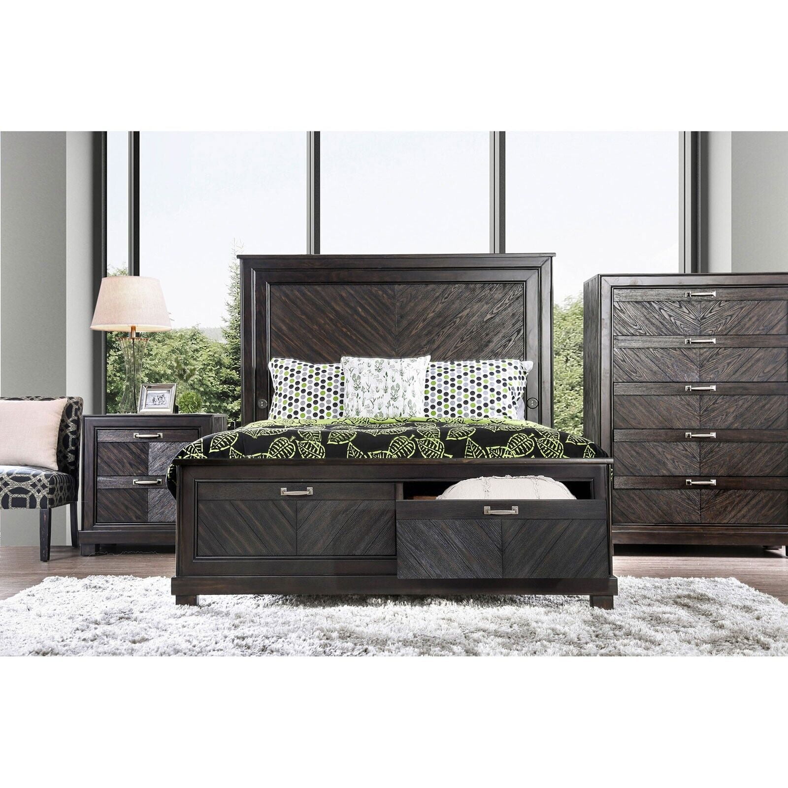 Queen Size Bed Dresser Mirror 2x Nightstands Chest 6pc Bedroom ...