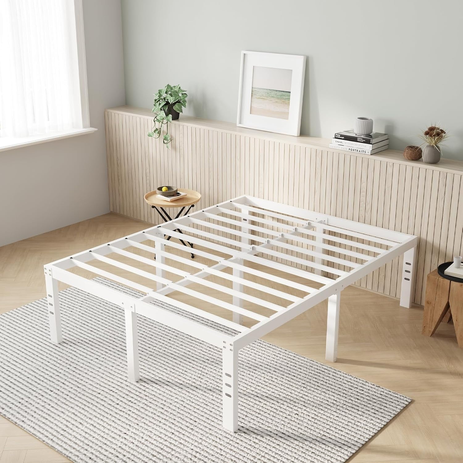 Queen Size Bed Frame, 16 Inch Metal Platform Bed Frame Queen Size with ...