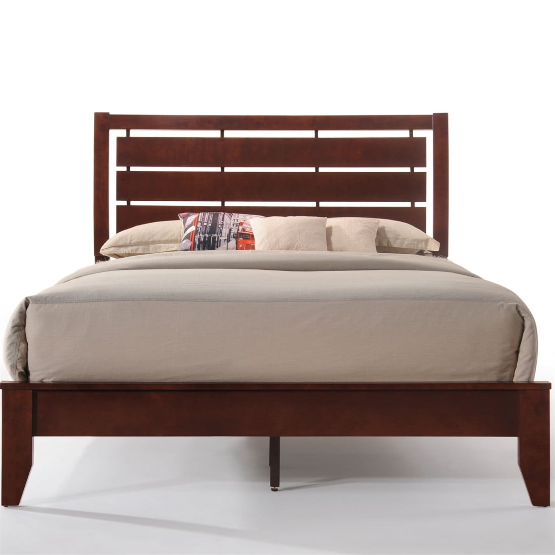 Queen Size Bed Frame, Queen Bed with Footboard and Wooden Tapered Legs ...