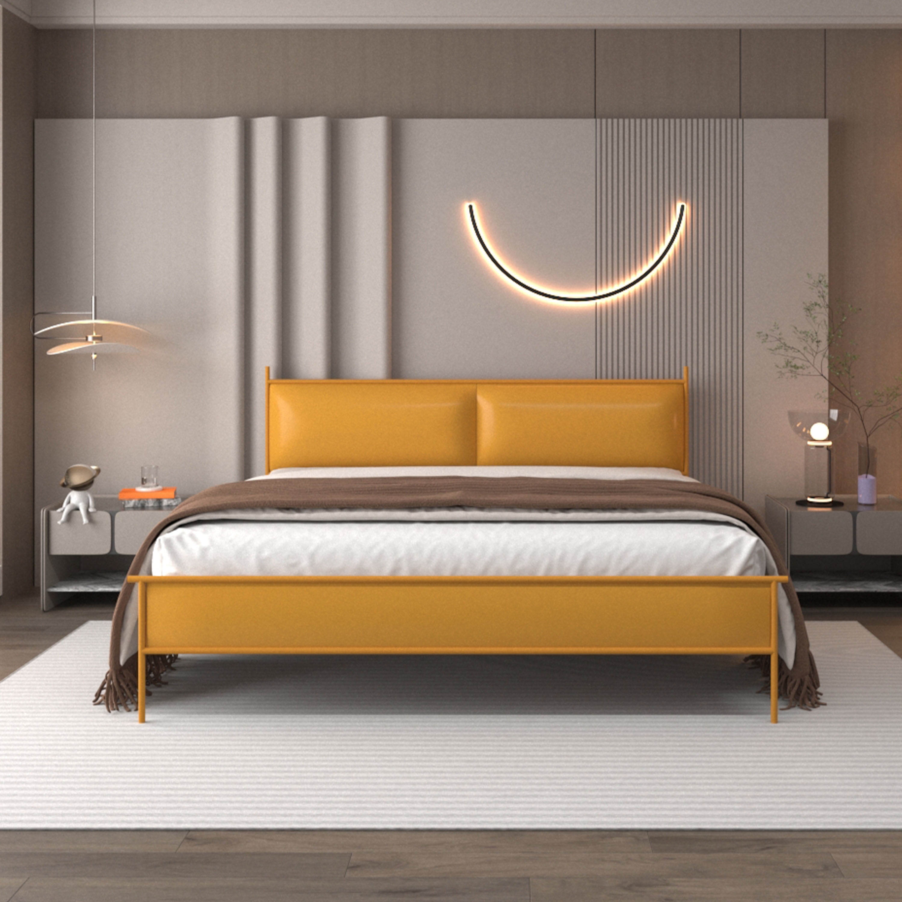 Queen Size Bed Frame, Platform Bed Frame with Steamed Bread Shaped ...