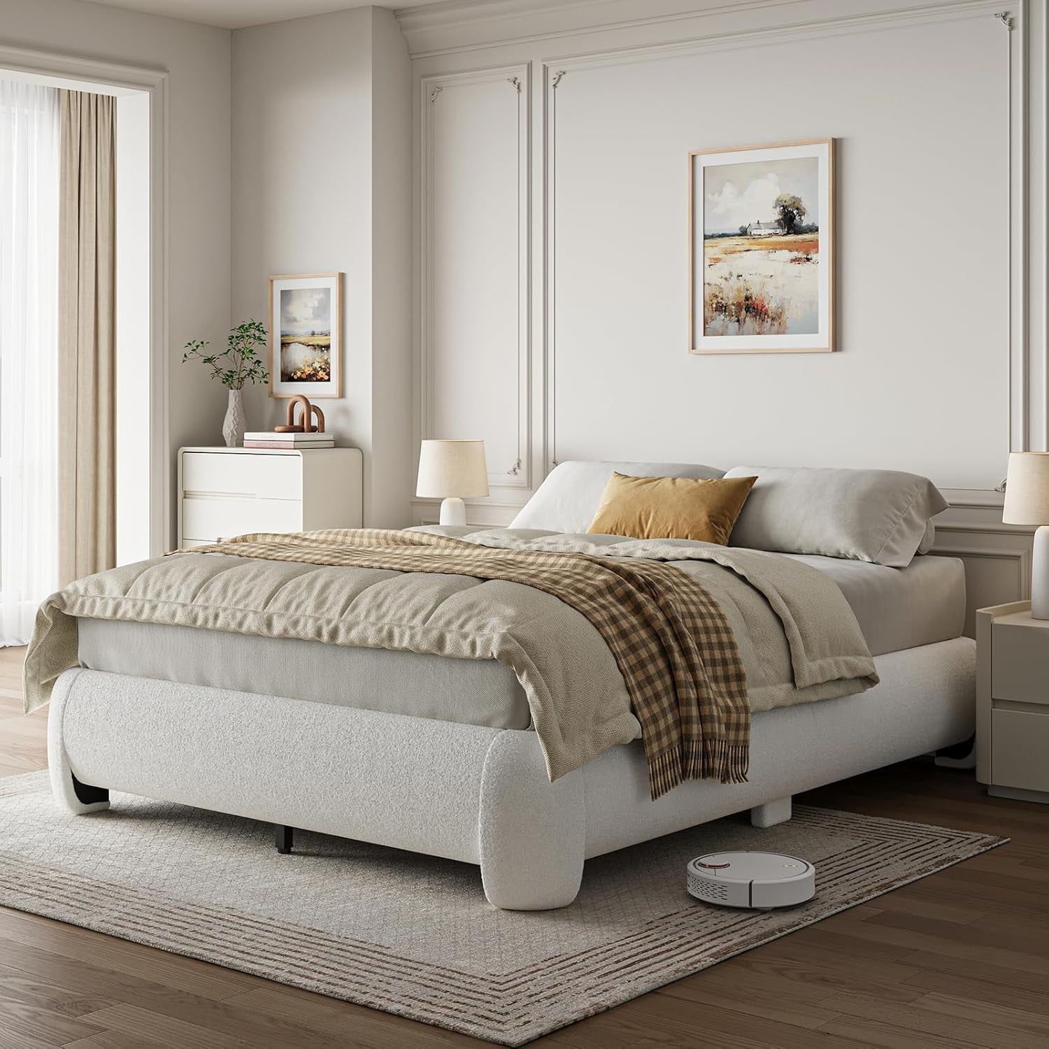 Queen Size Bed Frame, Soft Cloud Bed Frame with Round Corner, Bedframe ...