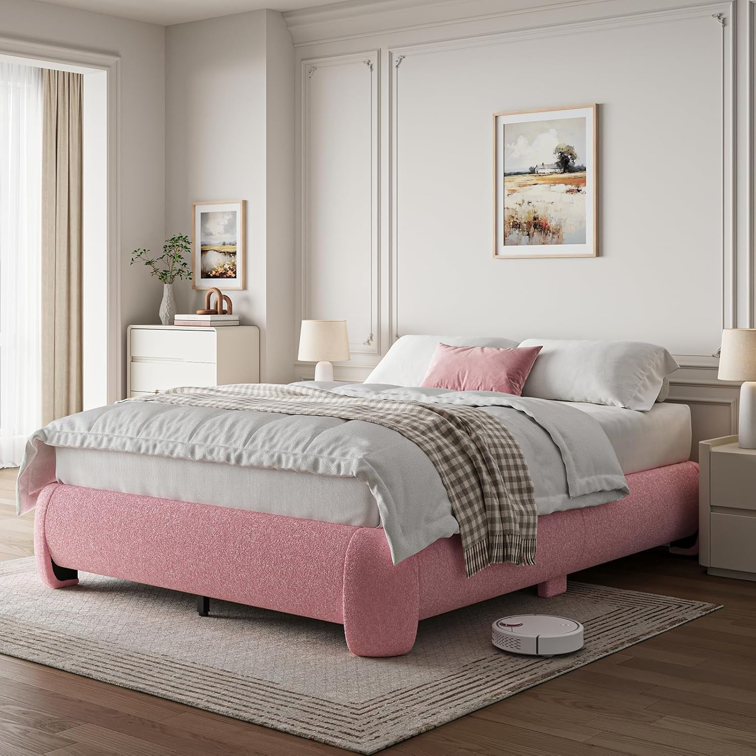 Queen Size Bed Frame, Soft Cloud Bed Frame with Round Corner ...