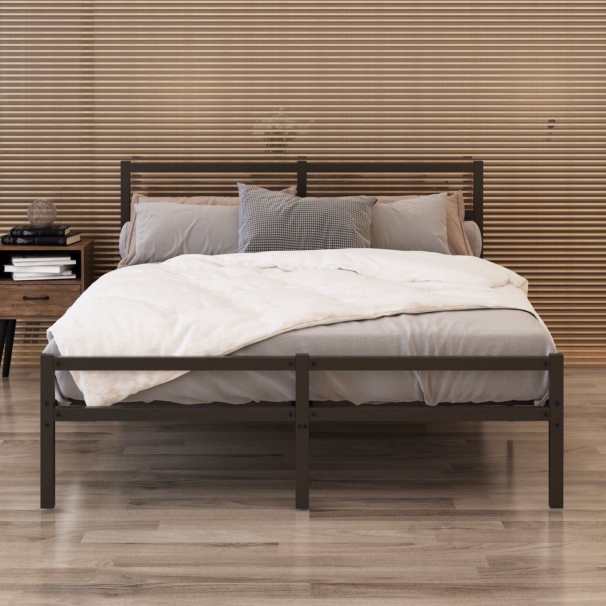 Queen Size Bed Frame with Headboard,Sturdy Metal Queen Bed Frames ...