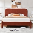 VELOCAVA Queen Size Bed Frame with Upholstered Rounded Headboard, Soft ...