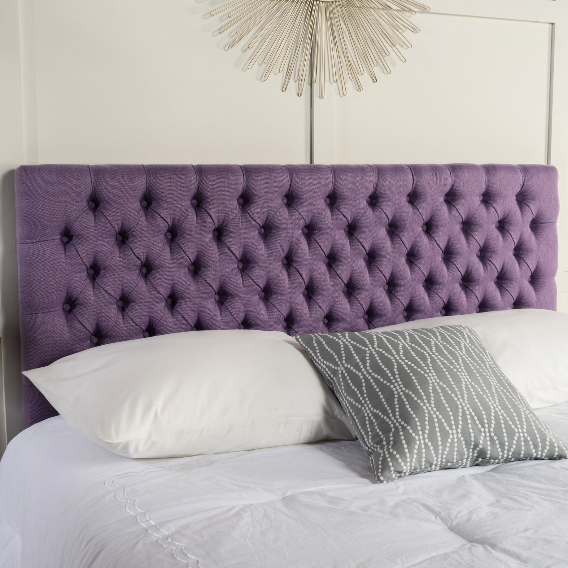 Queen Size Bed Headboard, Purple Upholstered, Contemporary Beauty ...