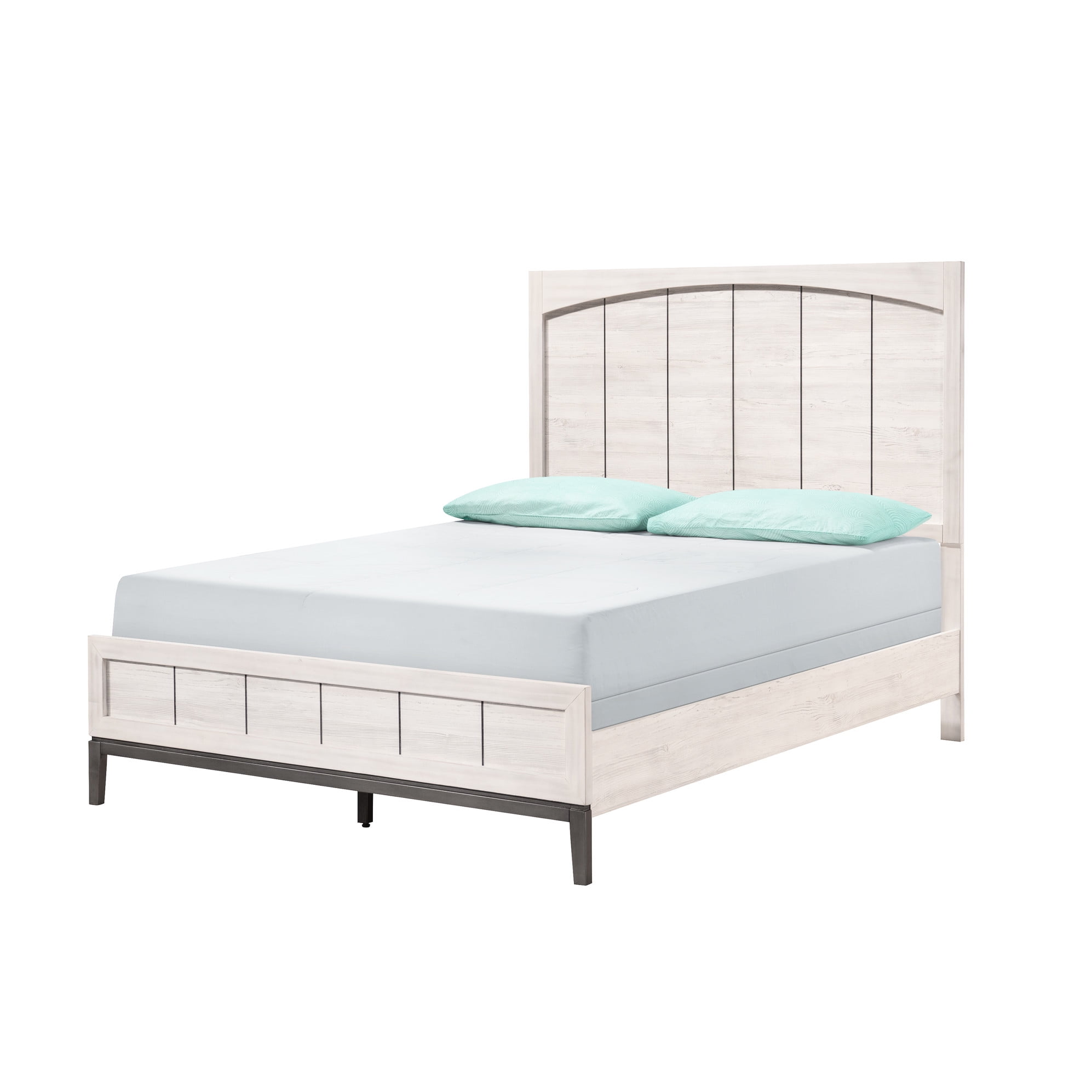 Queen Size Bed In Contemporary Style - Beige/white With Headboard ...