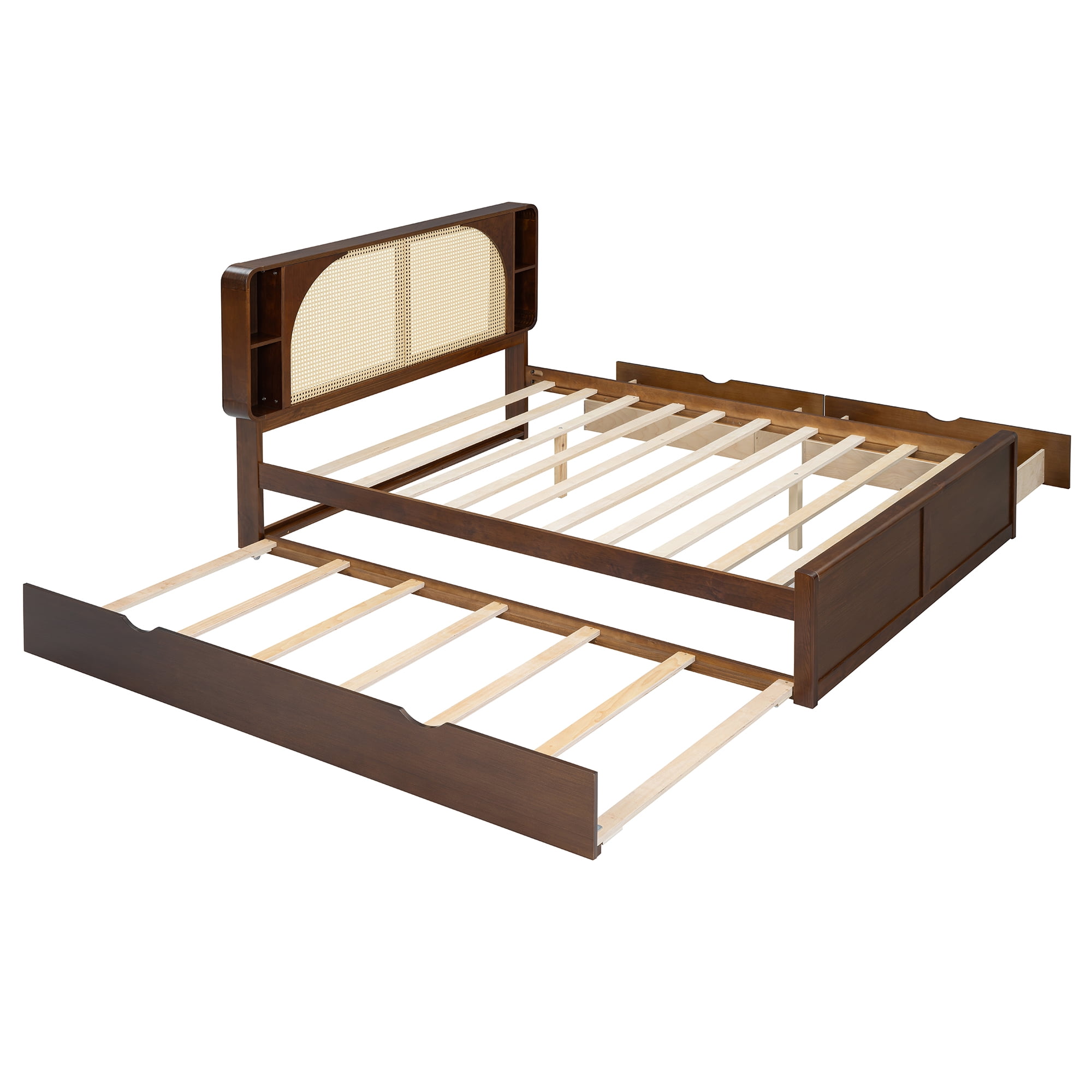 Queen Size Bed With Pull Out Trundle, Queen Platform Bed Frame With 2 ...