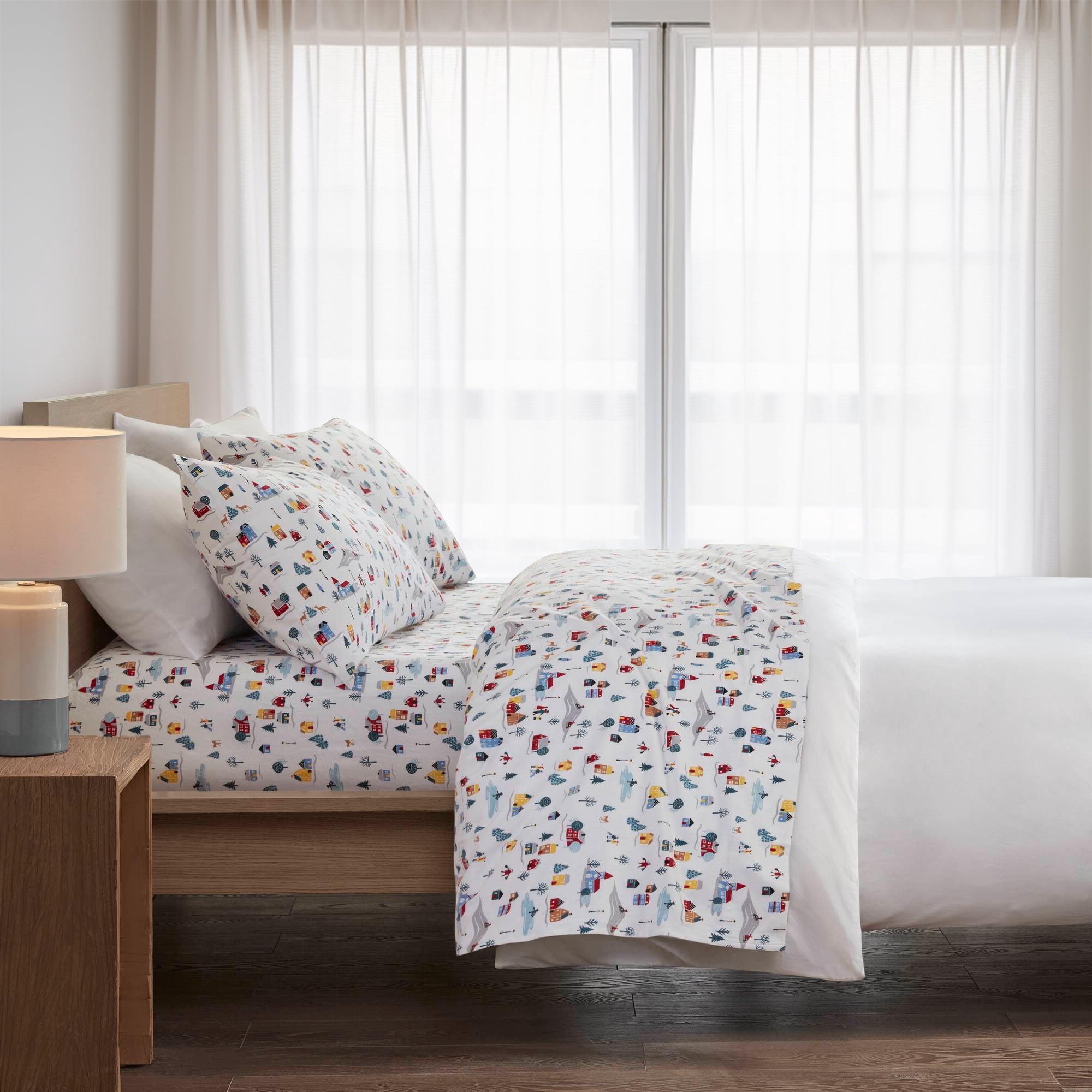 Queen Size Bed Sheets Set, 4-Piece Cozy Cotton Flannel Sheets Set Queen ...
