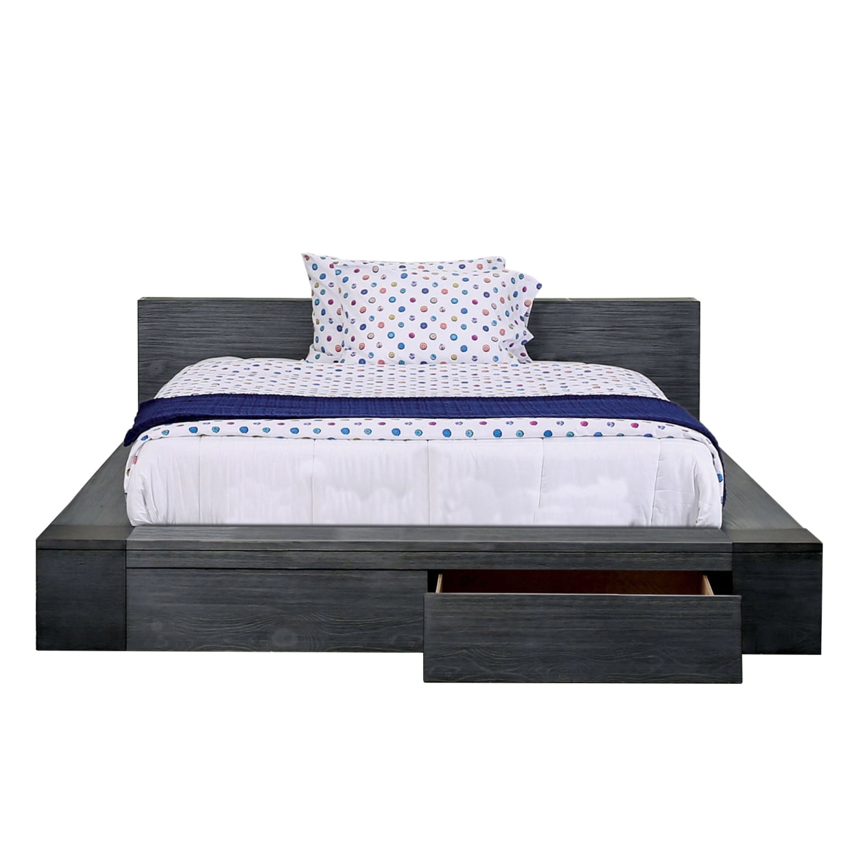 Queen Size Bed with 2 Drawers, Gray- Saltoro Sherpi - Walmart.com