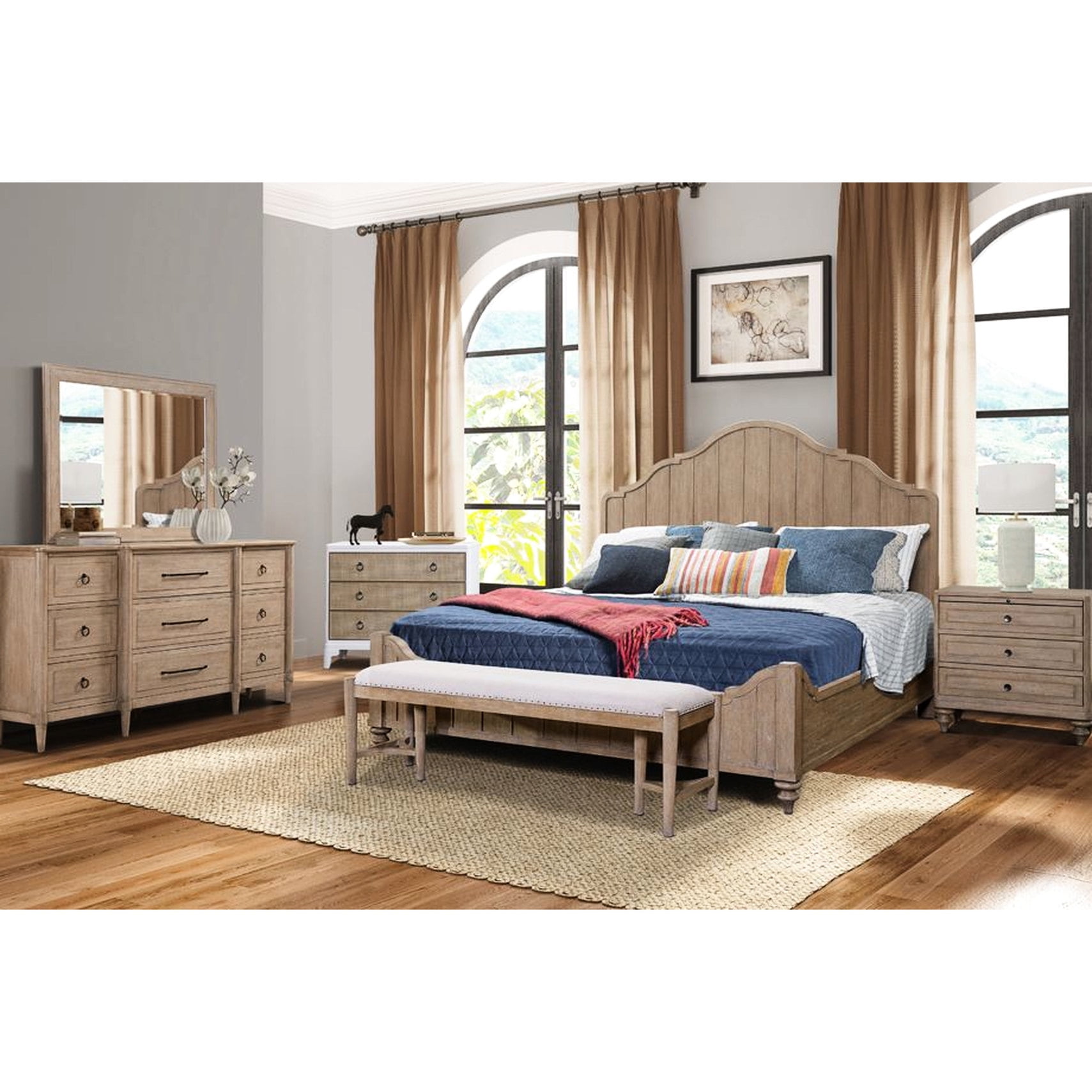 Queen Size Bed with Panel Design, Sand Main Color | Transforms Your ...