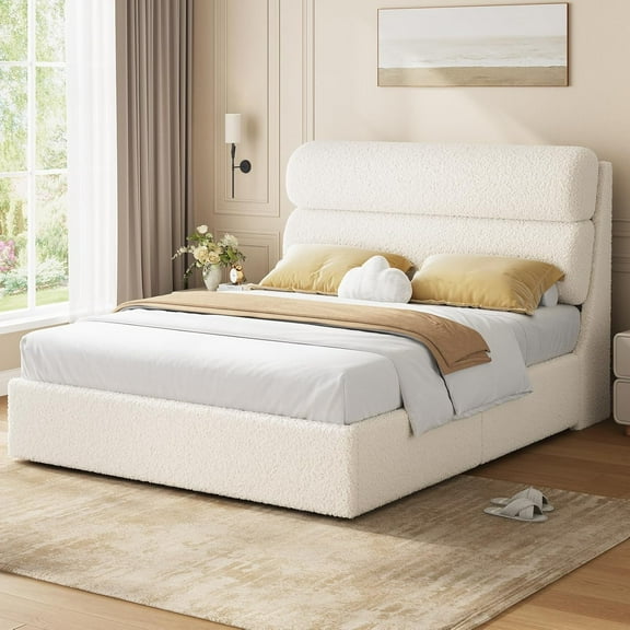 LHYY Queen Size Lift Up Storage Bed Frame,Wooden corrugated curved ...