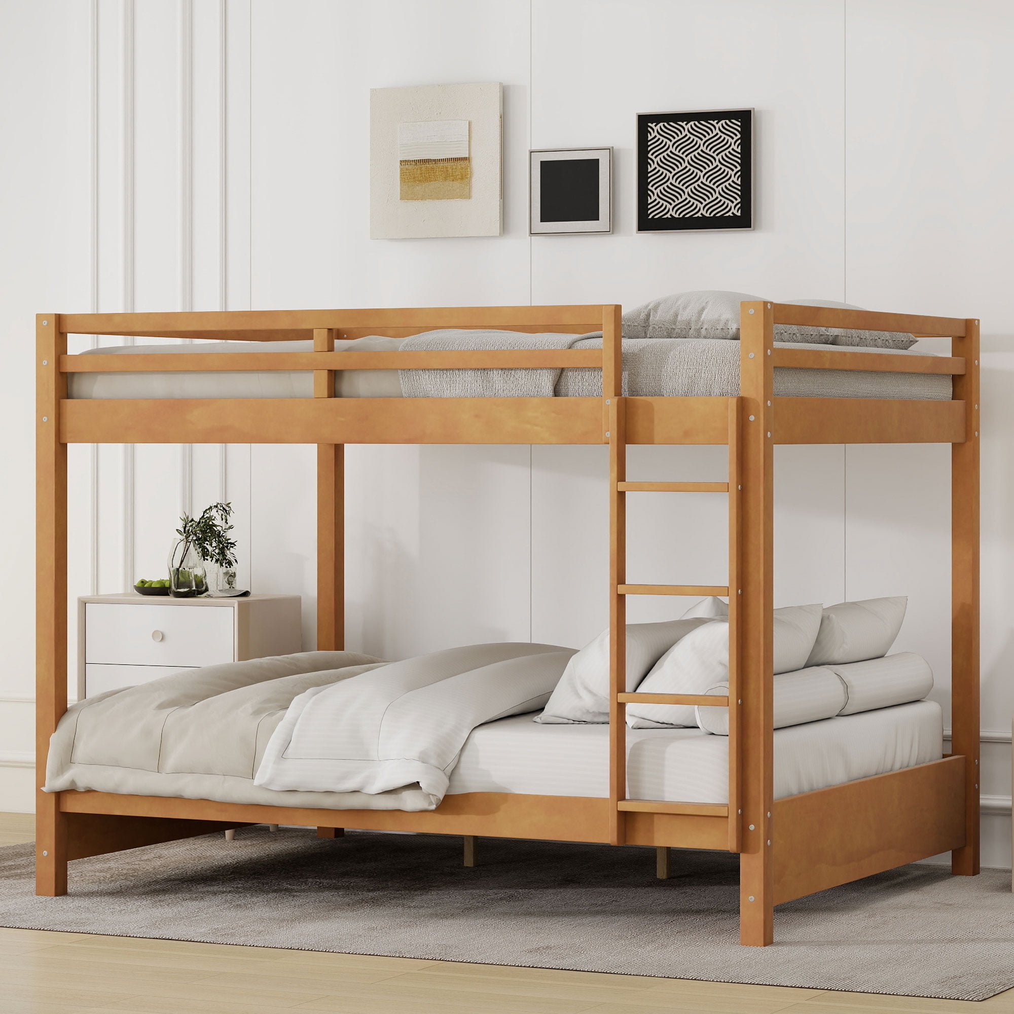 Queen Size Bunk Bed - Solid Pine & MDF Construction, 600LBS Heavy Duty ...