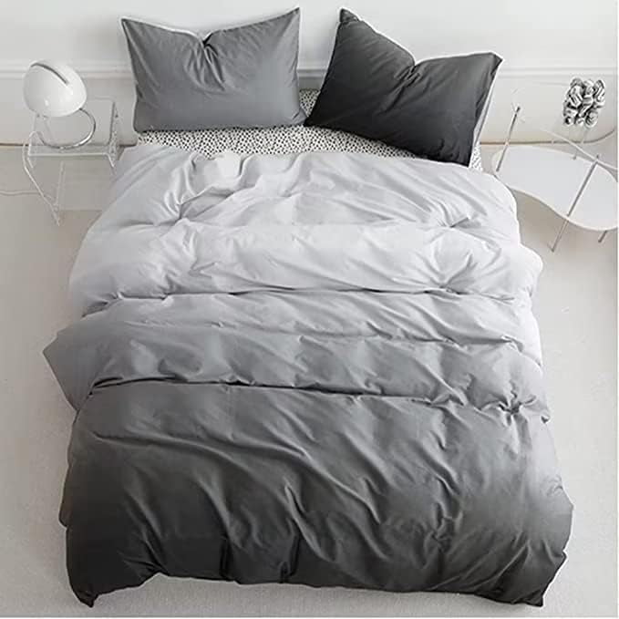 Queen Size Comforter Set, Gradient Gray and White Bedding Comforter ...