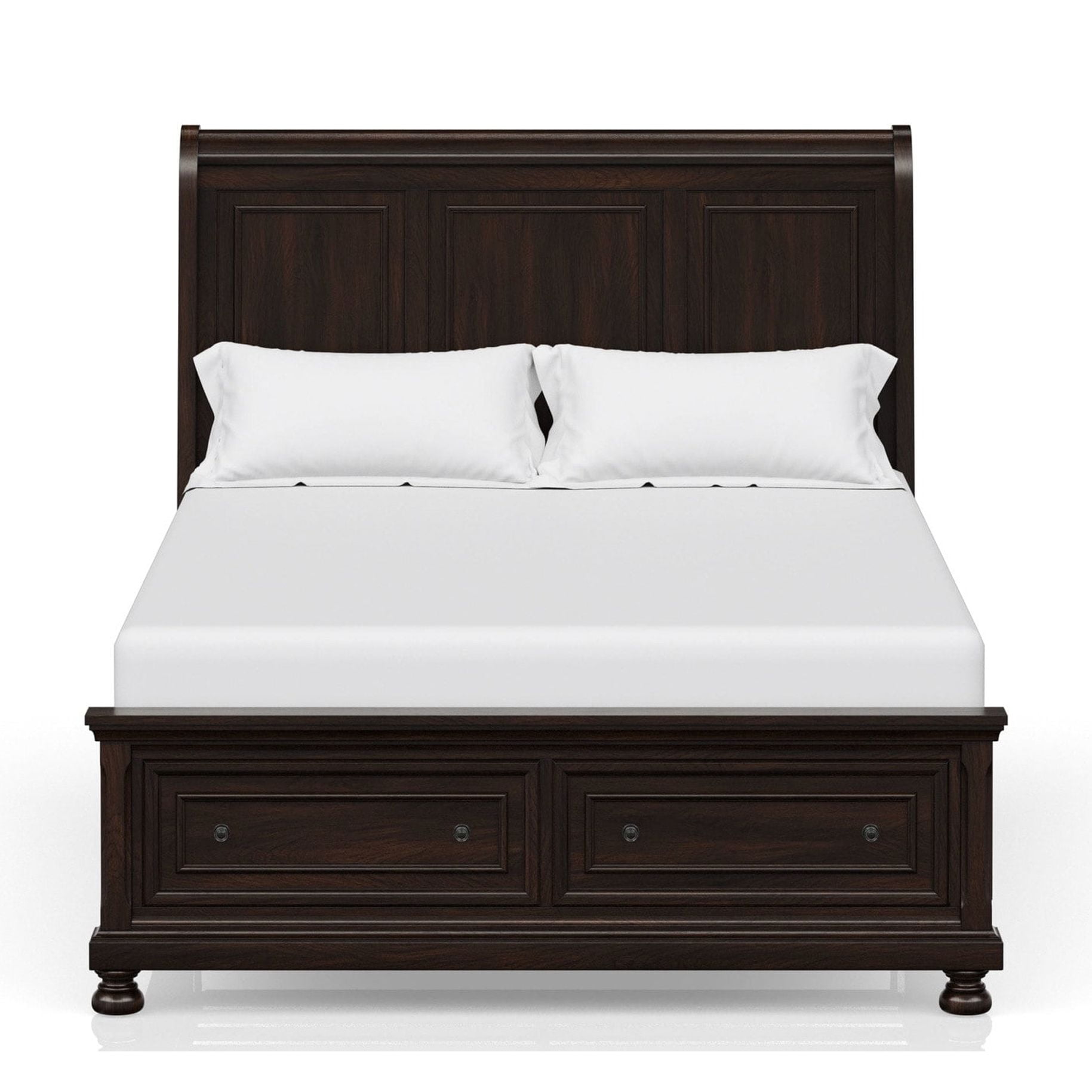 Queen Size Dark Cherry Bed With Storage, Transitional Look, Finish ...