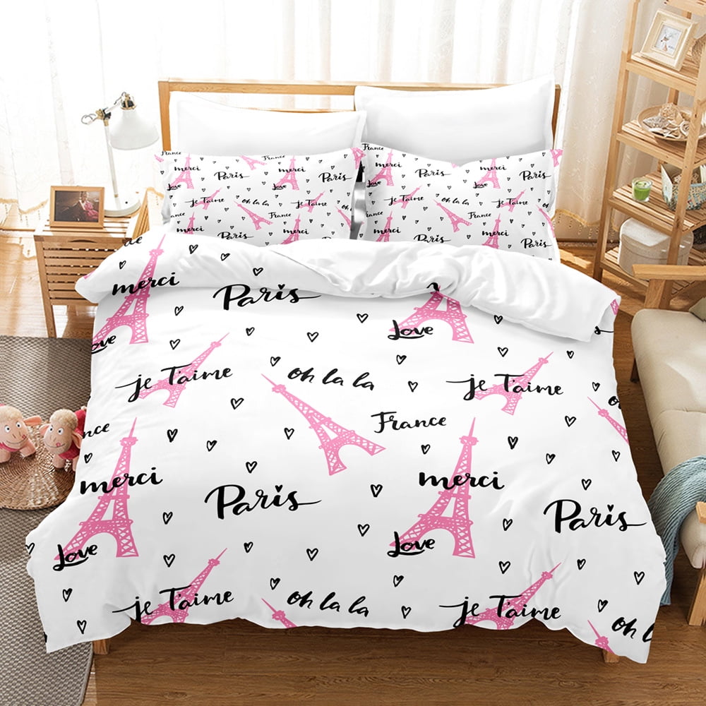 Queen Size The Eiffel Tower Duvet Cover Sets 3 Pieces Paris Bedding Set ...