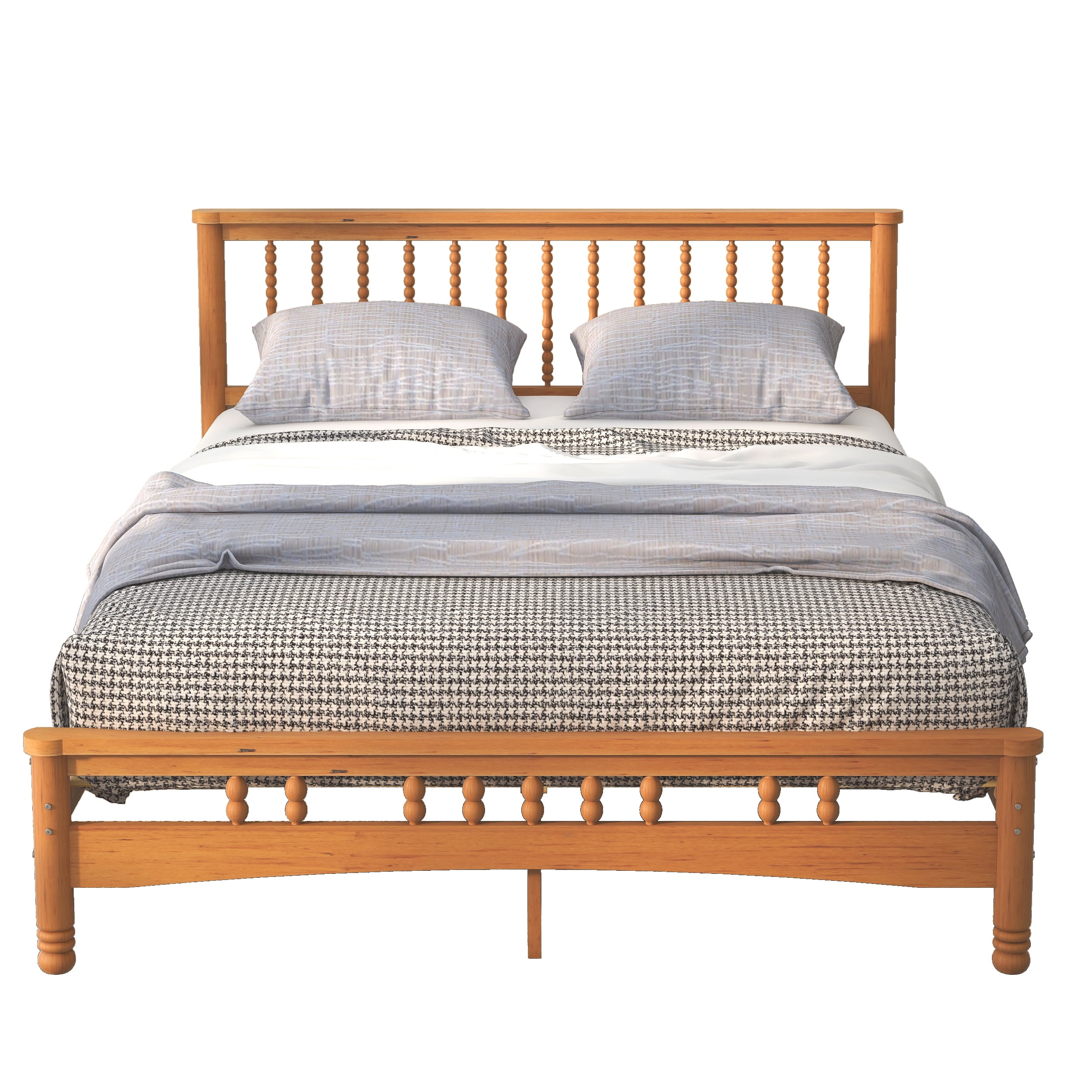 Queen Size Elegant Style Wooden Platform Bed Frame With Headboard,No ...