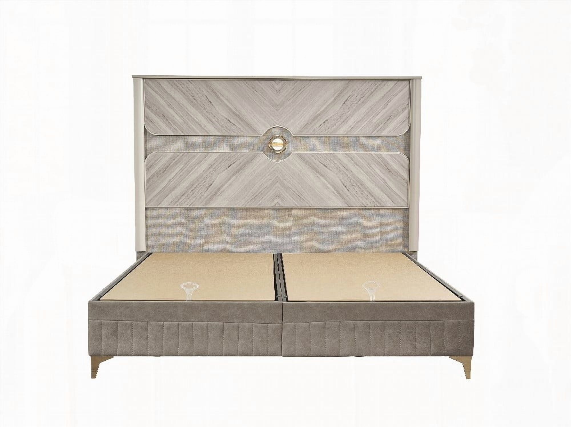 Eternity Traditional Style Queen Bed with Gold Accents and Beige Wood ...