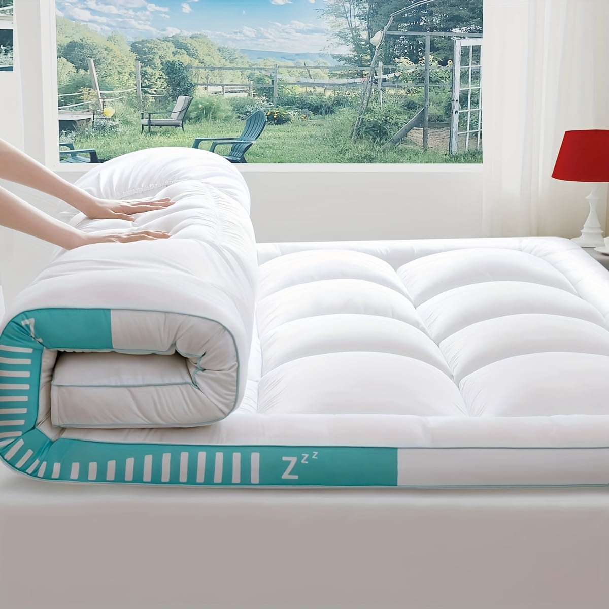 Queen Size Extra Plush Mattress Topper, Pillow-Top Mattress Cover for ...