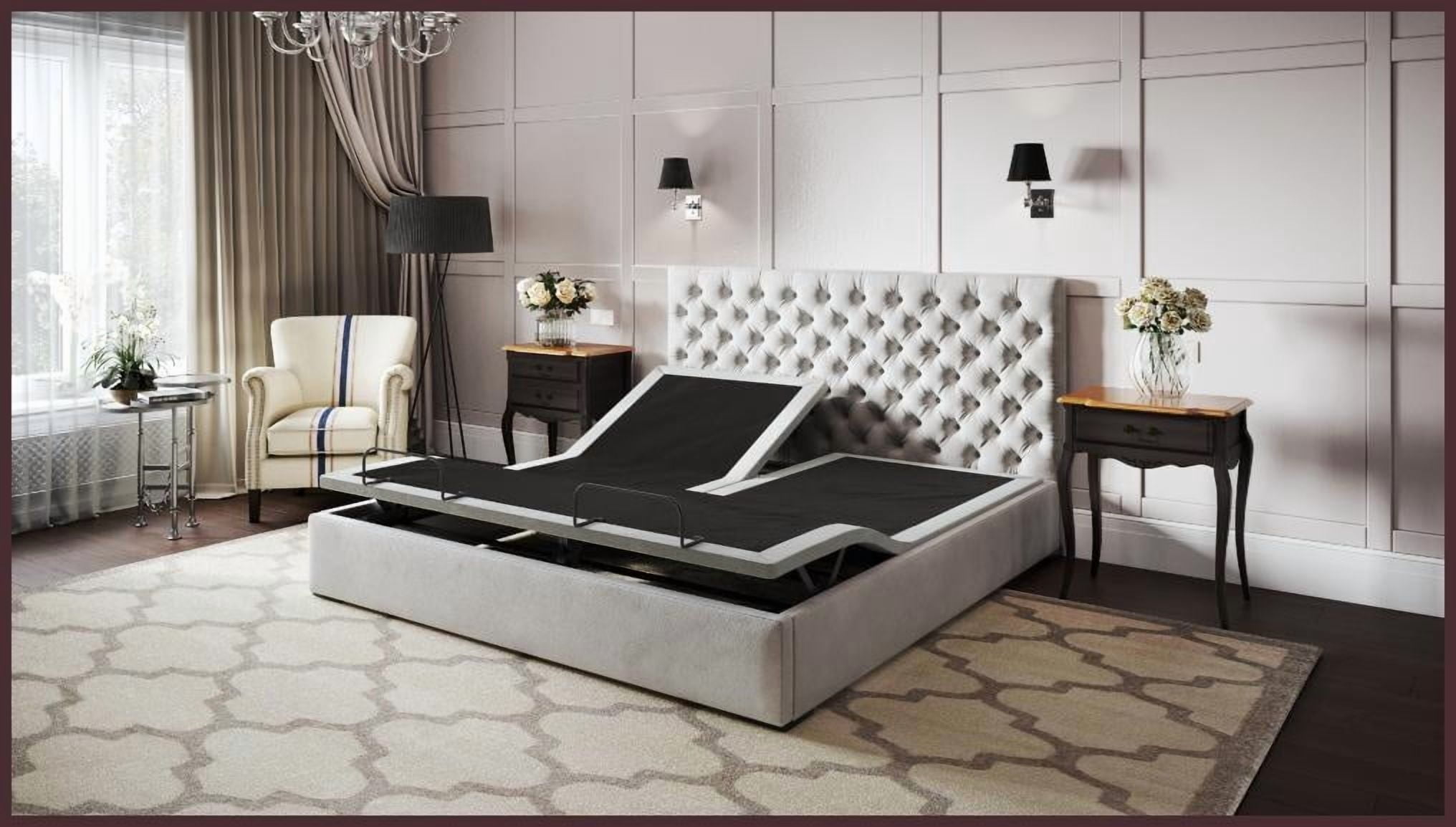 Queen Size Fabric-Wrapped Adjustable Bed Base – No-Tool Assembly, Head ...