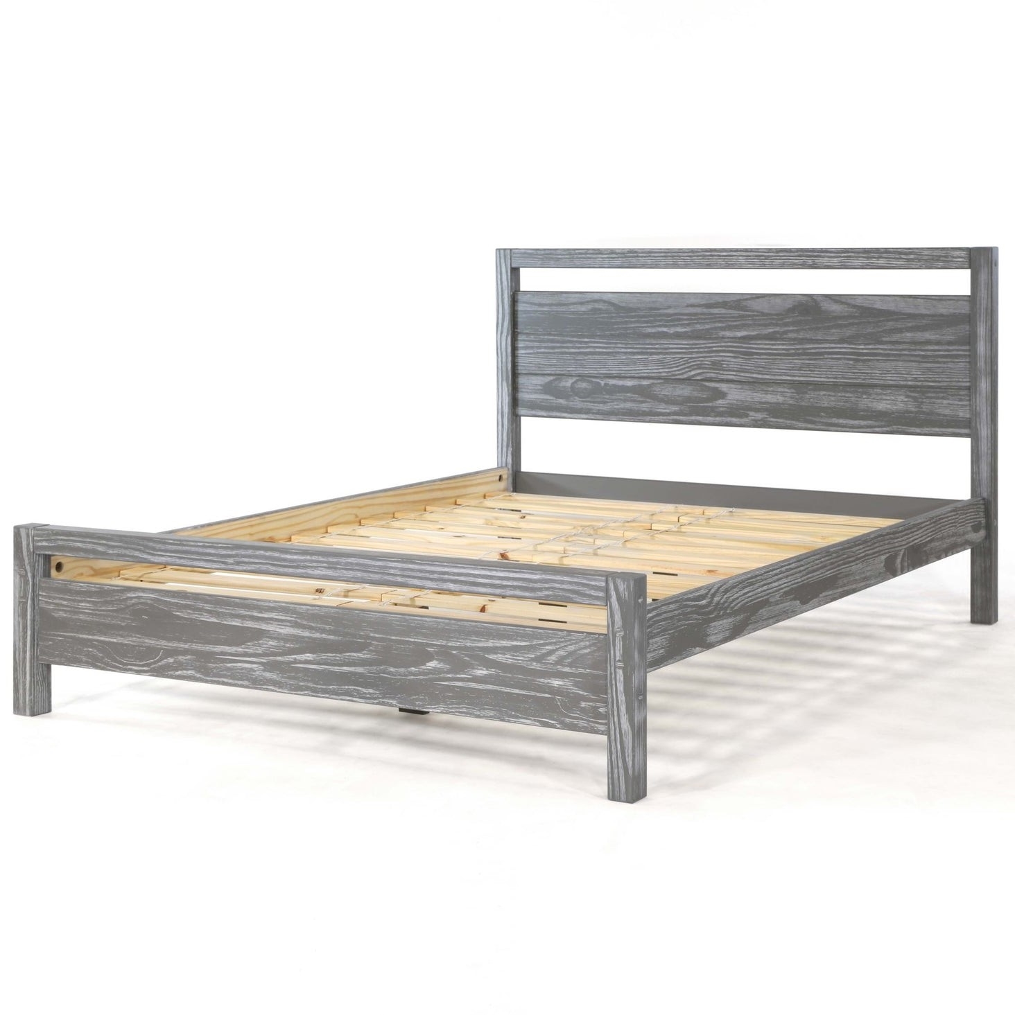 Queen Size FarmHouse Traditional Rustic Gray Platform Bed - Walmart.com