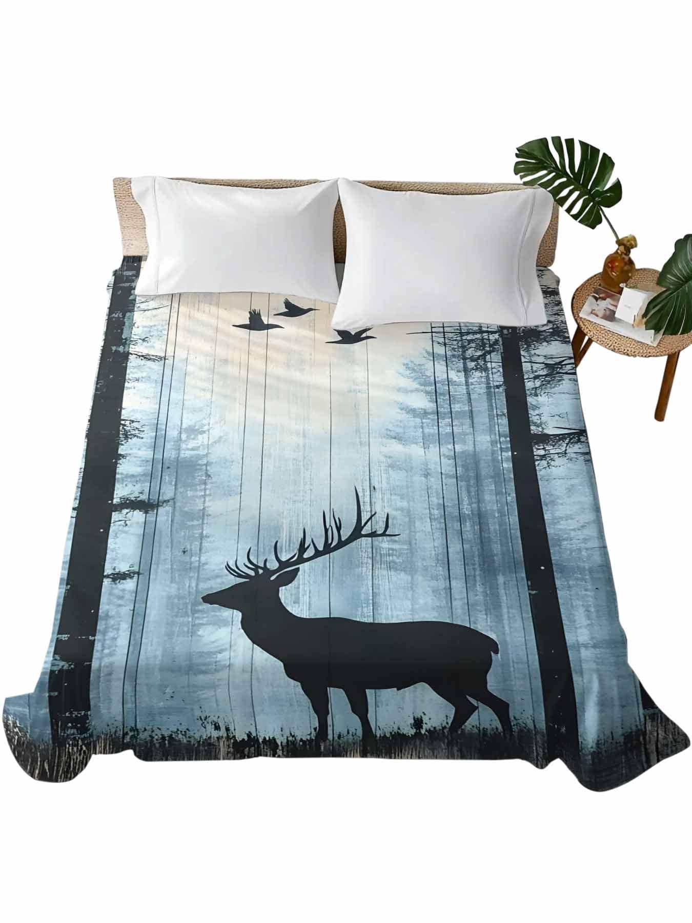 Full Size Flat Sheet Only, Forest Elk Soft Brushed Microfiber Bed ...