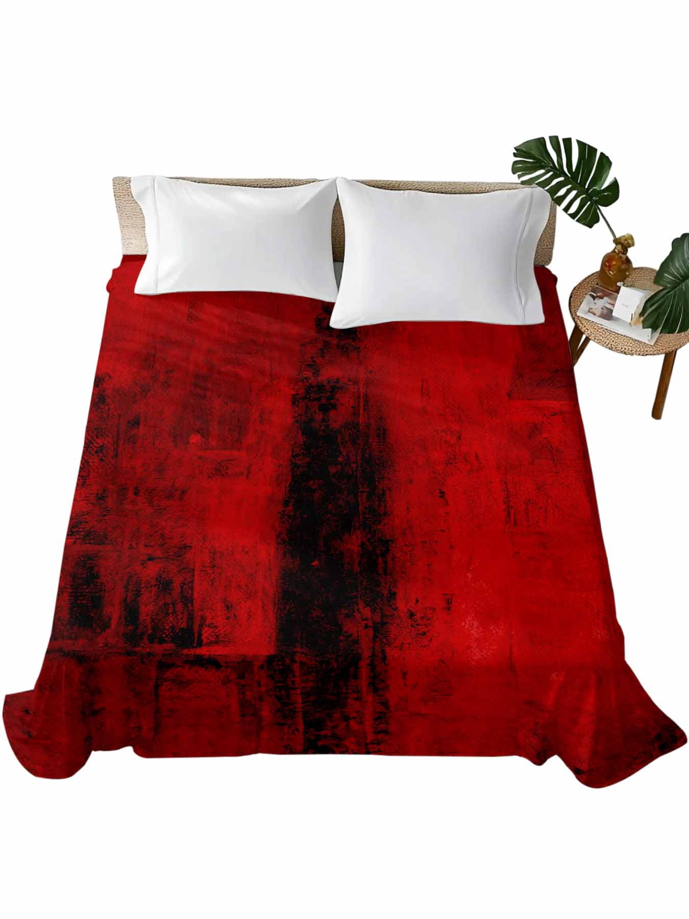 Full Size Flat Sheet Only, Red Soft Brushed Microfiber Bed Sheets ...