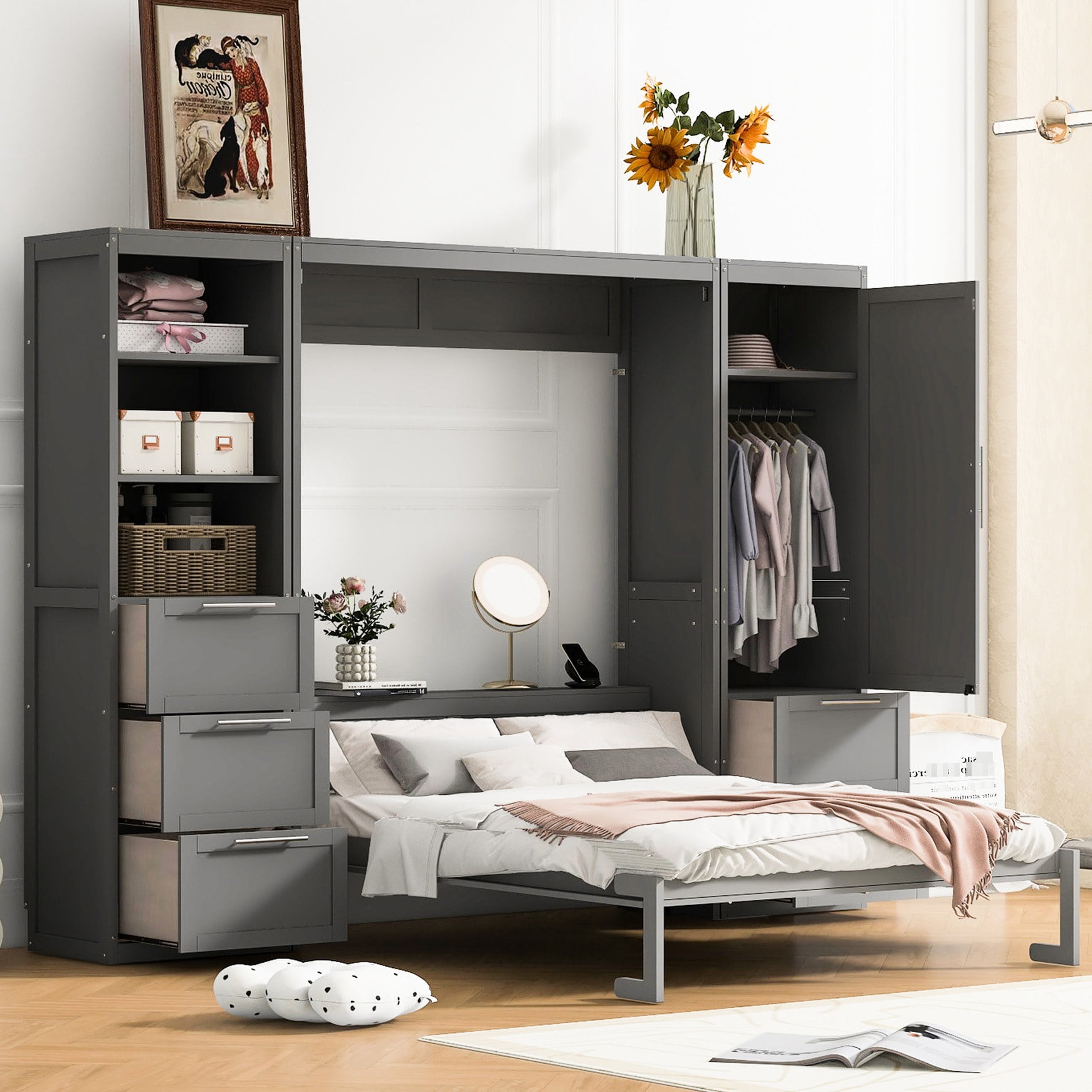 Queen Size - Flip Bed Design - Home Office - Extra Space for Work ...