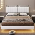 Queen Size Floating Bed Frame with LED Light, Modern Platform Bed with ...