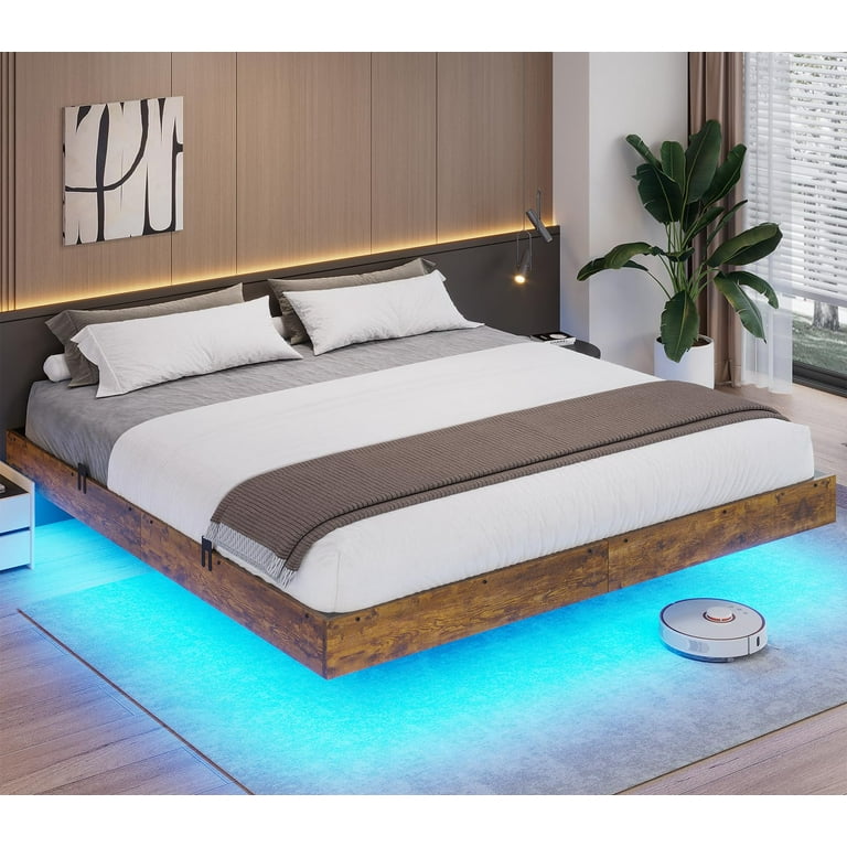Floating bed frame queen size store