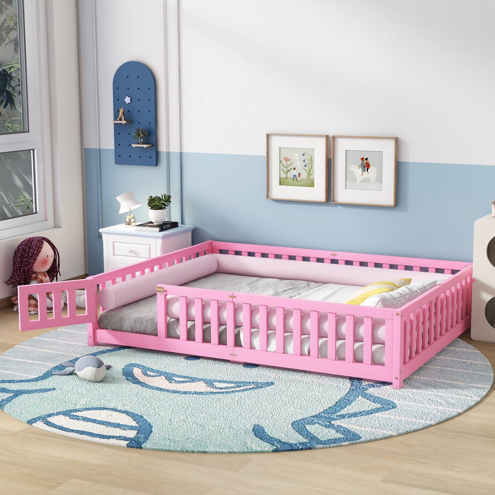 Queen Size Floor Bed for Children, Durable Montessori Floor Bed with ...