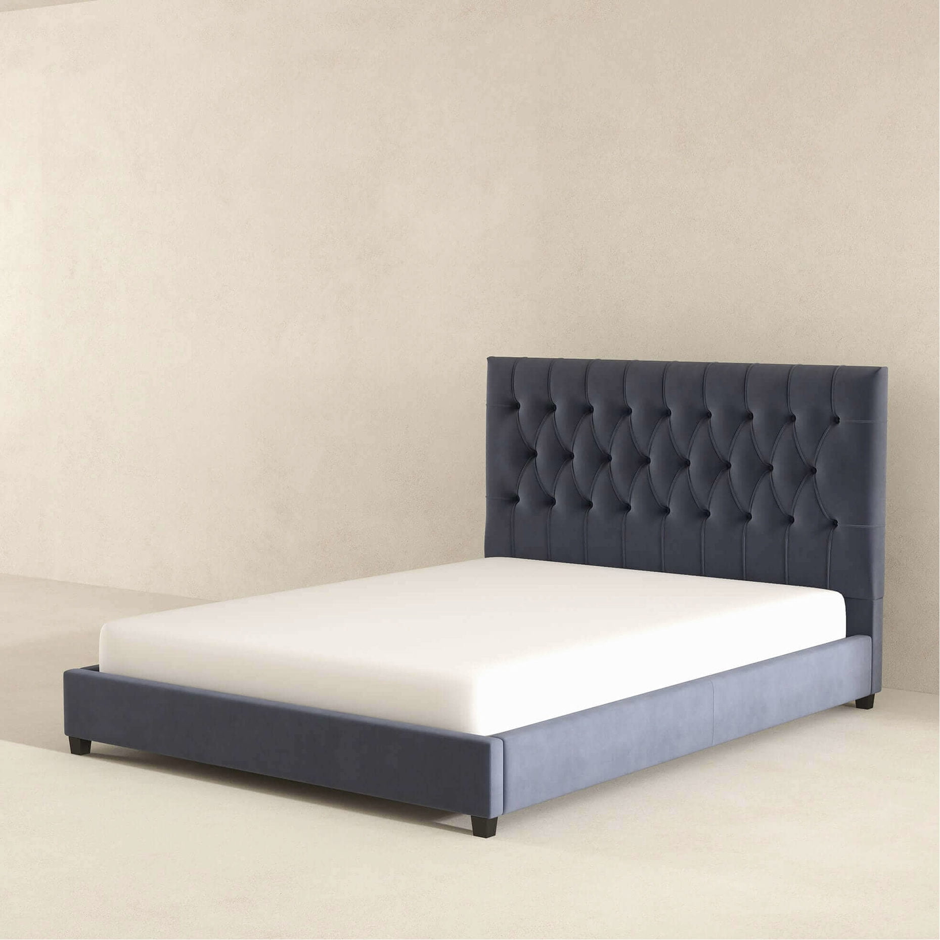 Queen Size Grey Velvet Bed Frame, Low Platform Design - Walmart.com