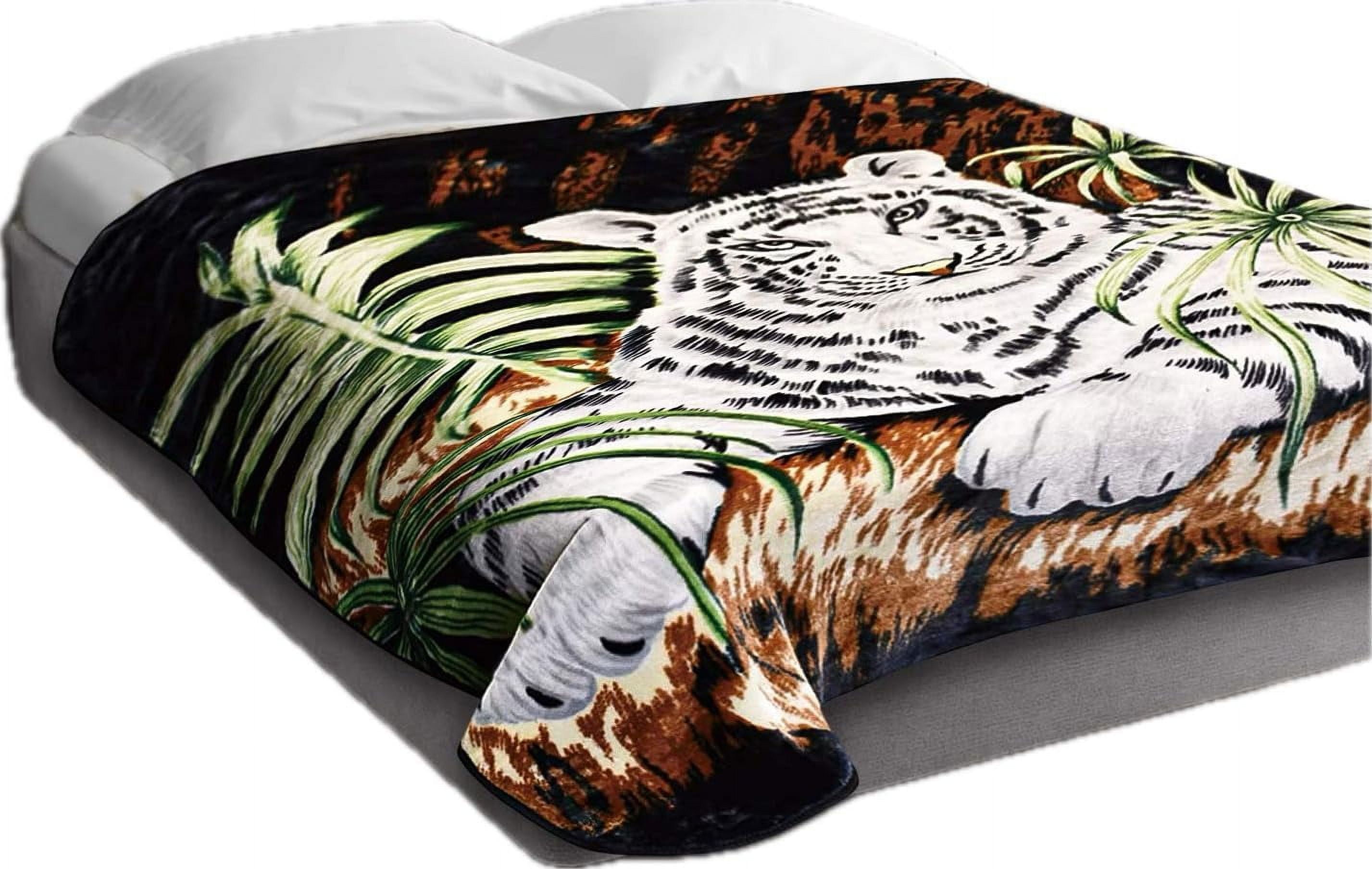 Queen Size Heavy White Tiger Blanket for Adults – 5.3 lbs, 2-Ply Soft ...