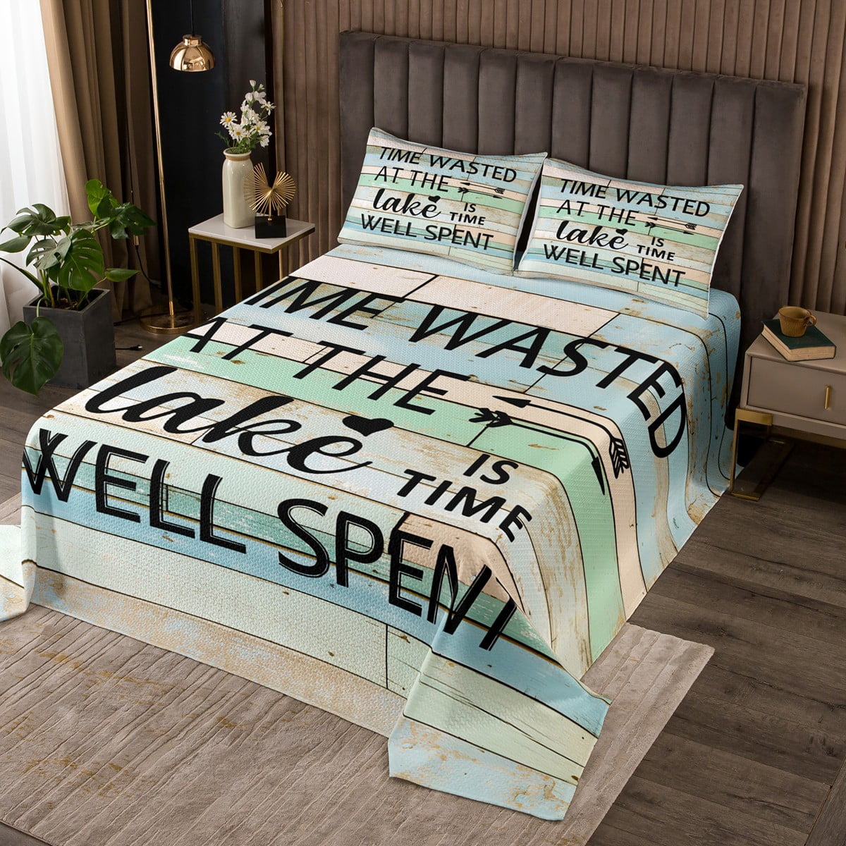 Queen Size Lake House Quilt Set Lake Life Decor Coverlet Set, Rustic ...