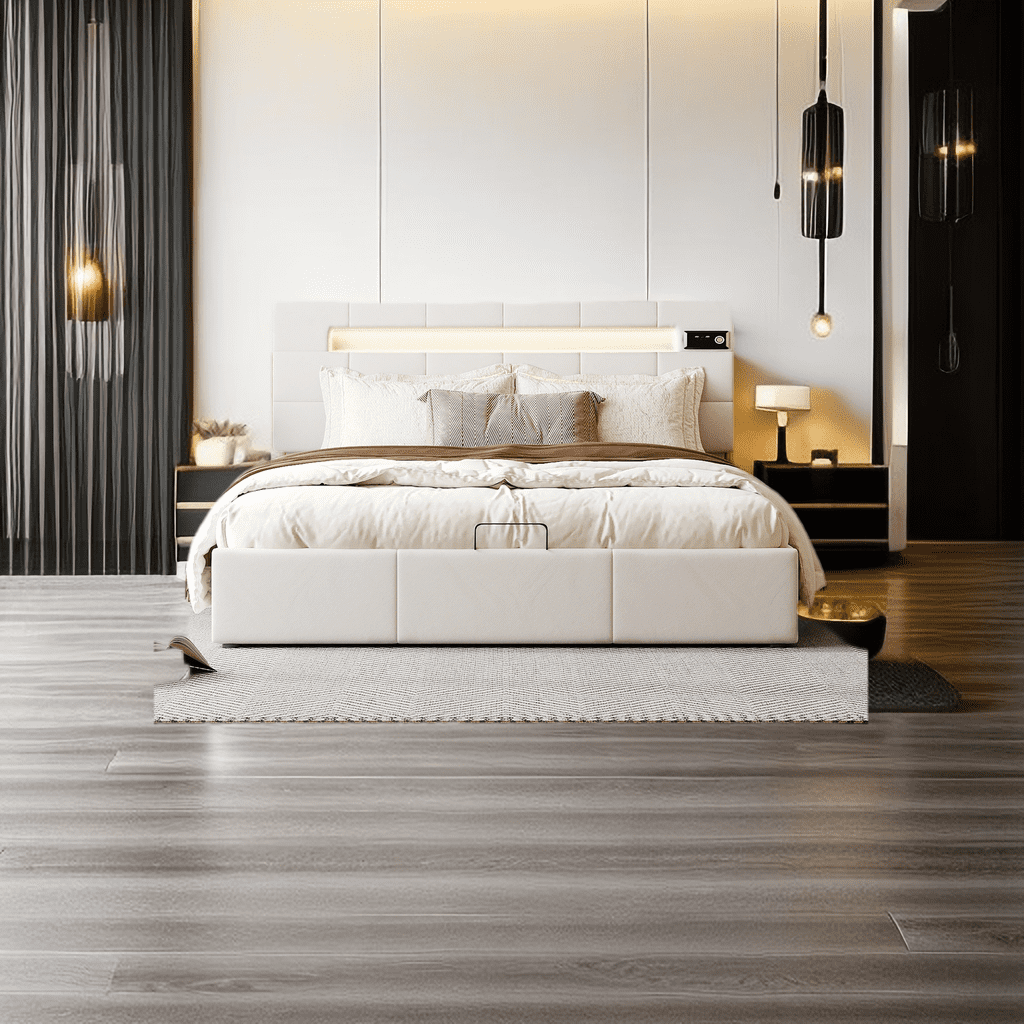 Queen Size Light,Integrated Bluetooth Audio Platform with Hydraulic ...