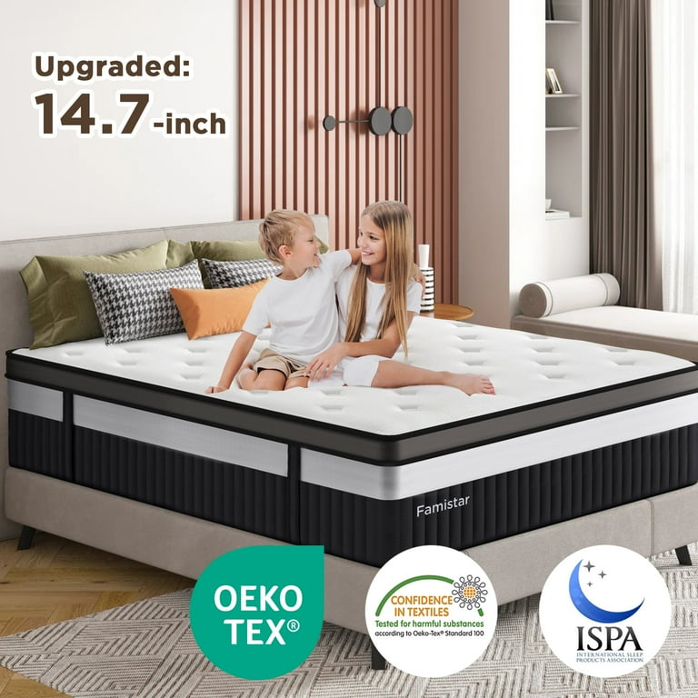 Queen Size Mattress 14 Inch Memory Foam Hybrid Mattress in a Box Breathable Bed Mattress for Cooler Sleep Supportive Pressure Relief Medium Firm