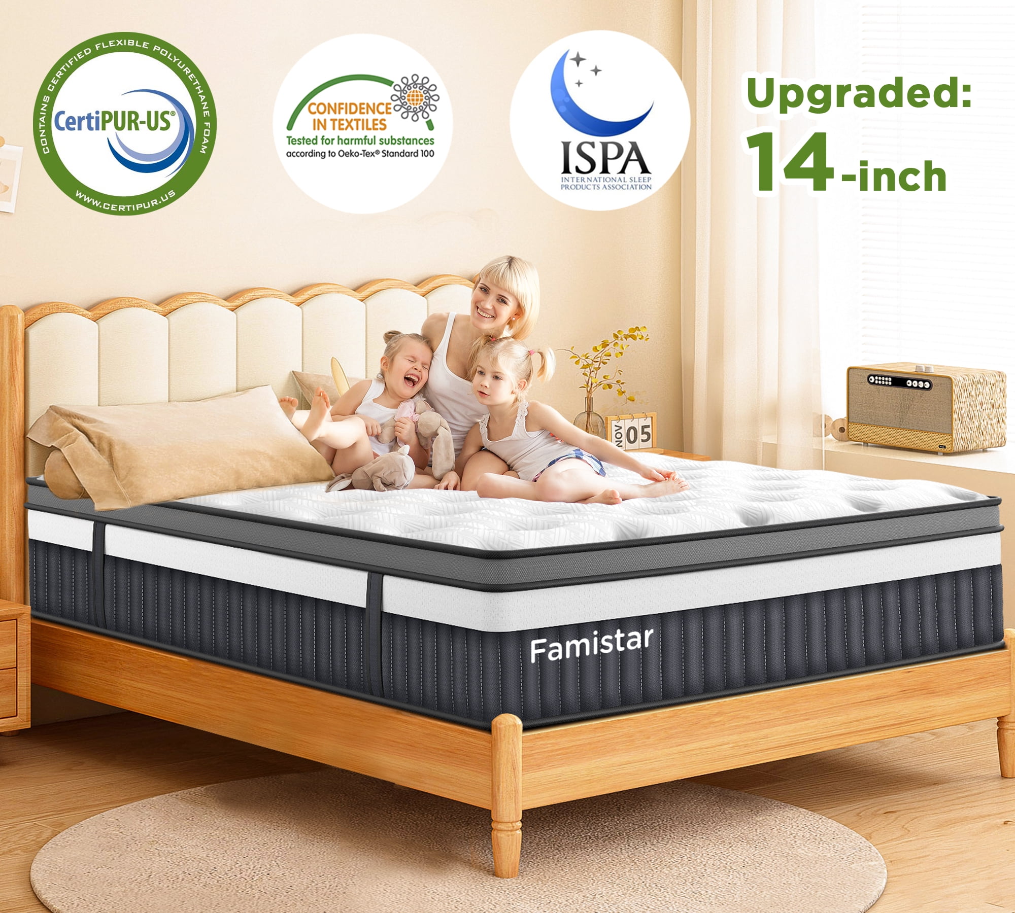 Queen Size Mattress in a Box, 14 Inch Hybrid Mattress with Gel Memory ...