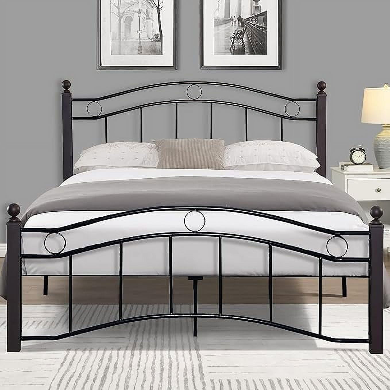Queen Size Metal Bed Frame with Headboard and Footboard,Industrial ...