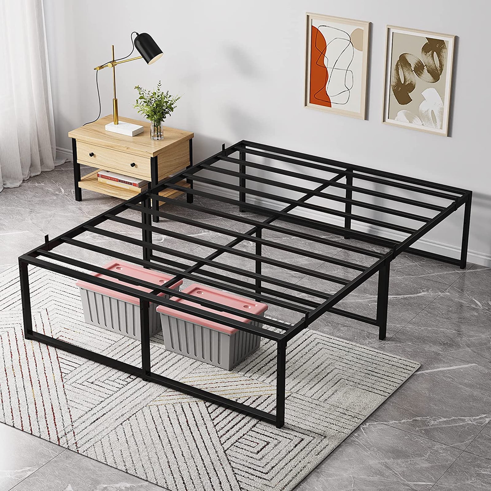 Queen Size Metal Bed Frame, Platform Bed Frame 13 Inch with 3 in 1 ...