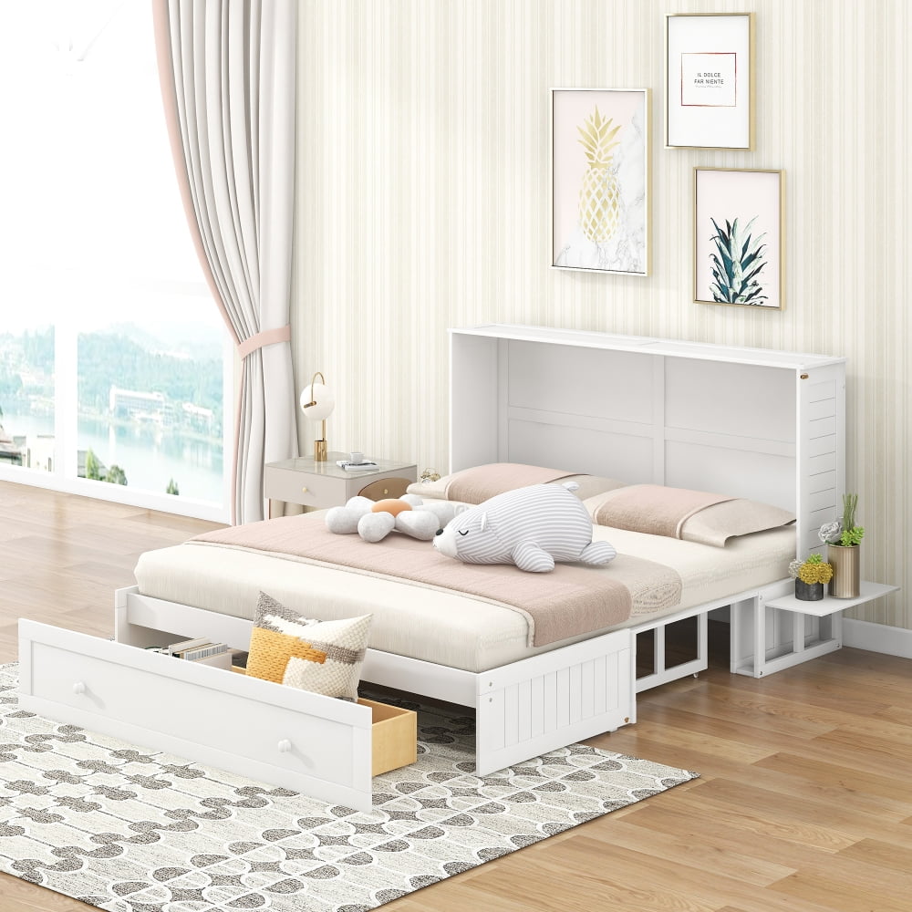Queen Size Mobile Murphy Bed for Kids Teens and Adults, Wood Platform ...