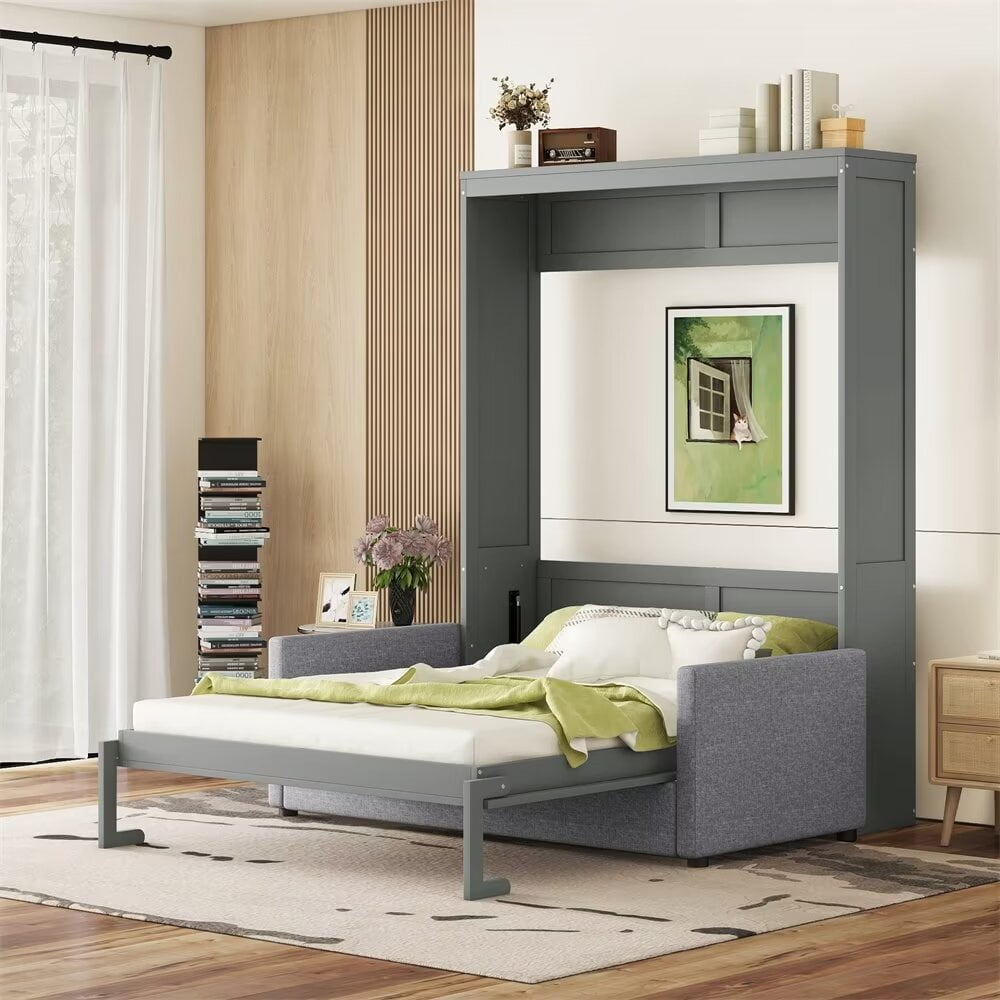 Queen size Murphy Bed/Sofa, Foldable, Wood Storage Bed, Space Efficient ...
