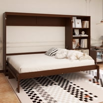 MODERNLUXE Queen Size Murphy Bed with 5-Tier Adjustable Storage Shelves ...