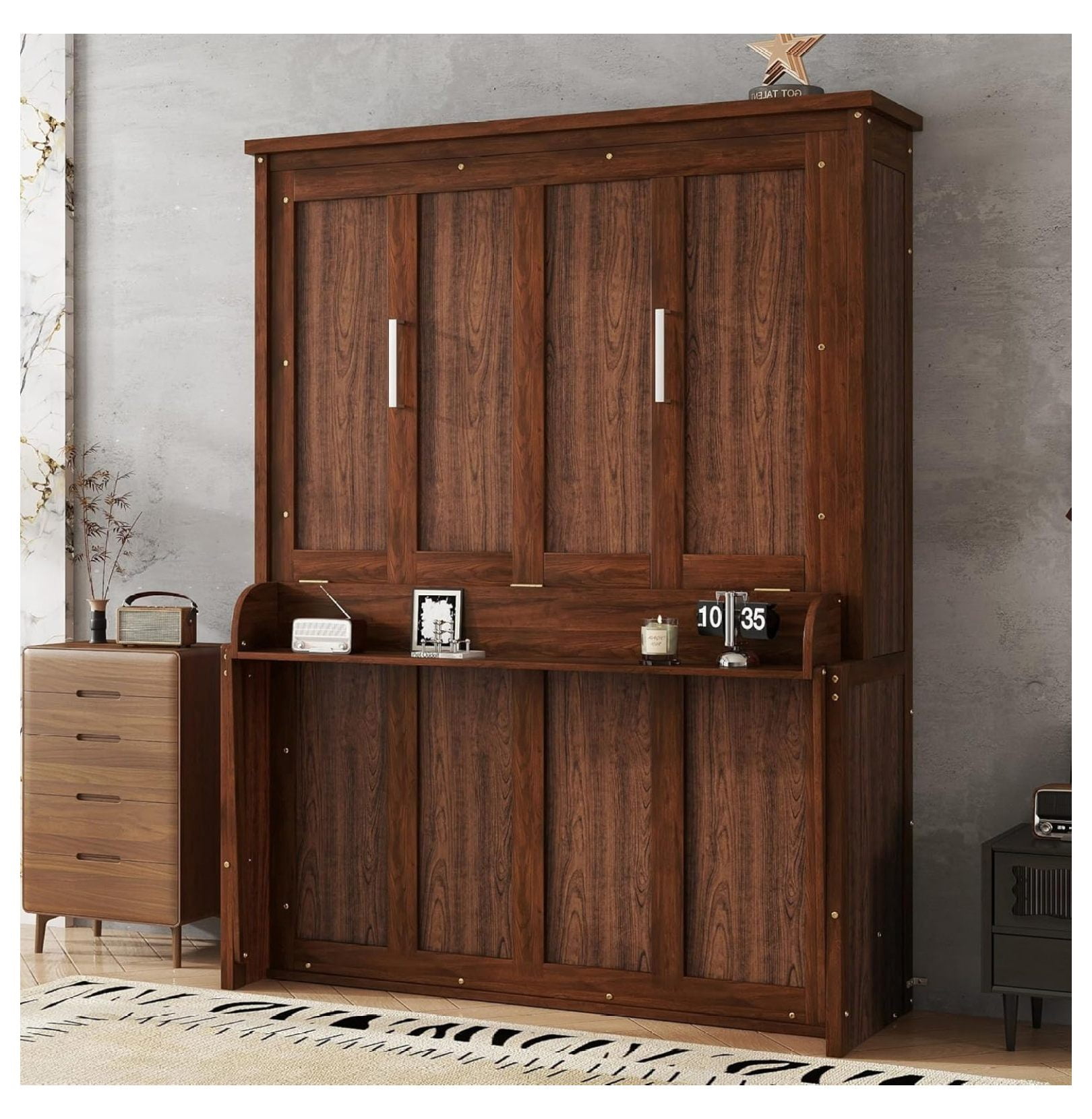 Queen Size Murphy Bed, Space-Saving Wall Bed, Wood Wall Bed Cabinet ...
