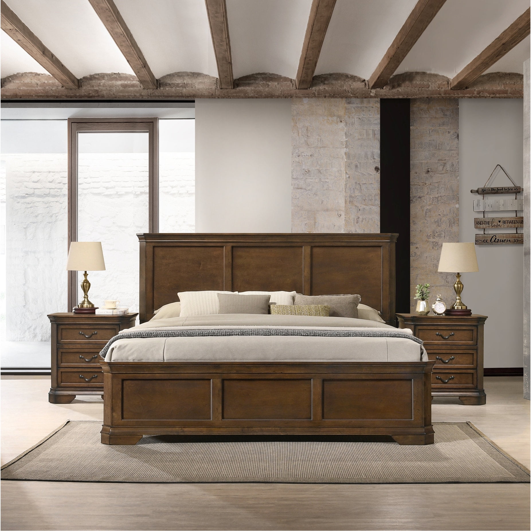 Queen Size Panel Bed Set+Recessed Moldings Design”-“Bedroom Decor ...