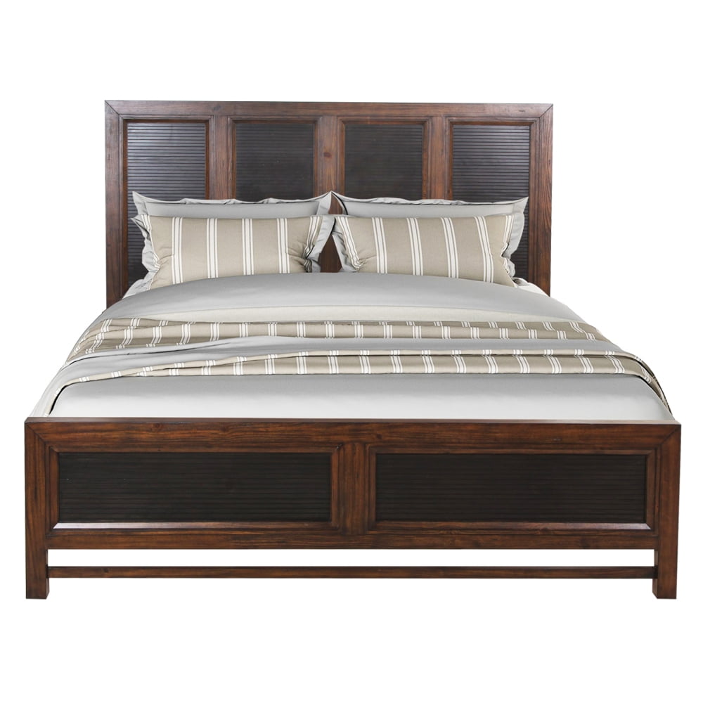Queen Size Panel Bed, USB Ports on Both Sides of Headboard, Two-Tone ...
