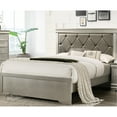 Queen Size Panel Bed with Beige Finish, Crystal-Like Button Tufted and ...