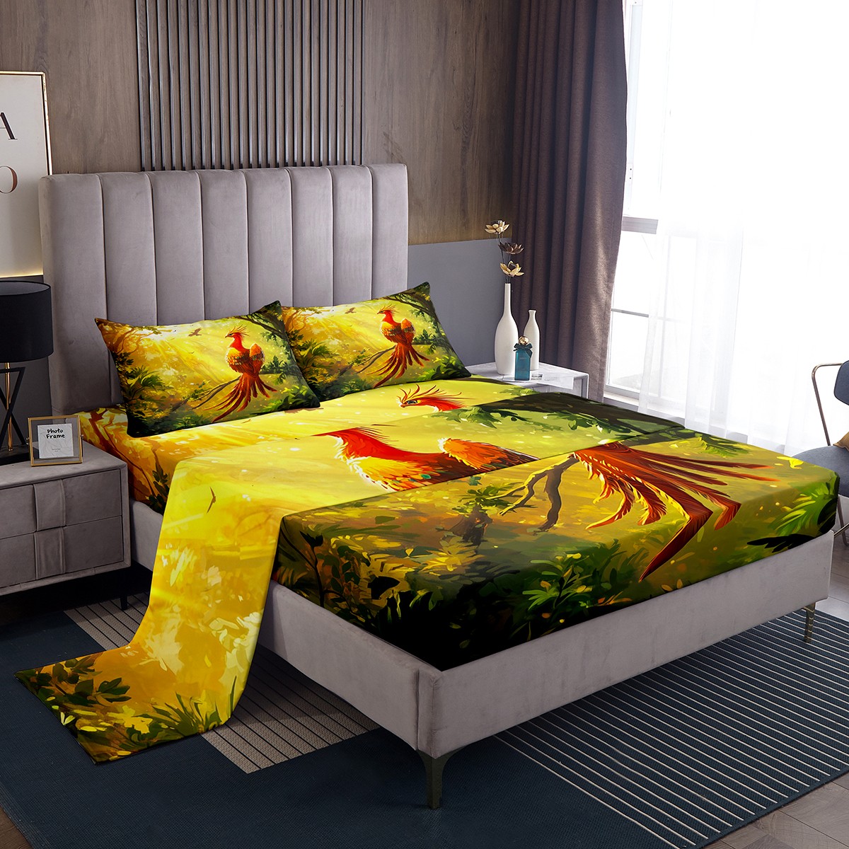 Queen Size Phoenix Bed Sheets Dreamy Wild Animal Bedding Set Nature ...