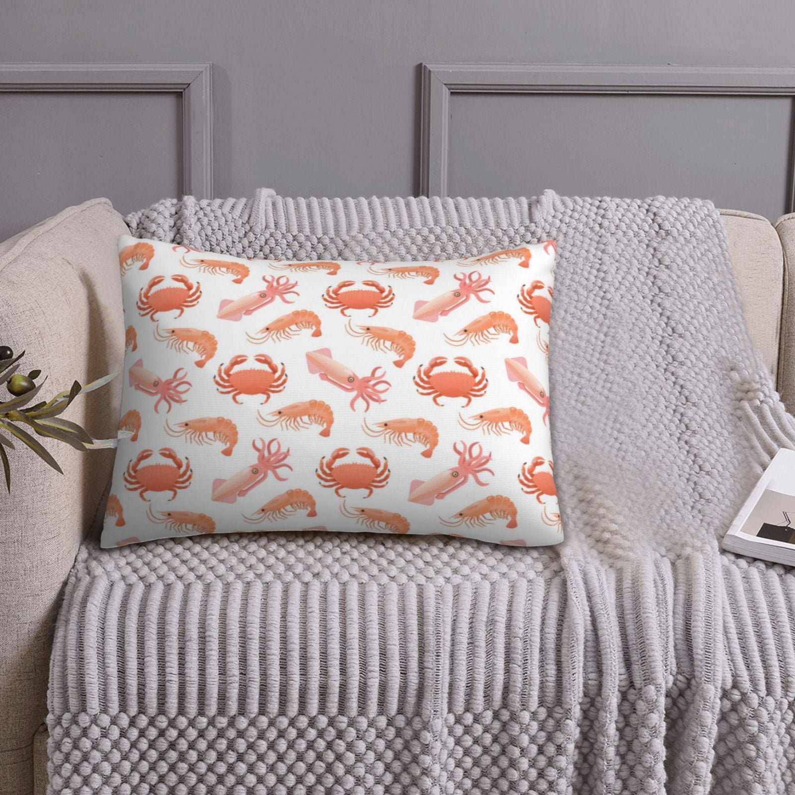 Queen Size Pillows Cases Standard Size 20x26 In - Crab Squid Shrimp ...