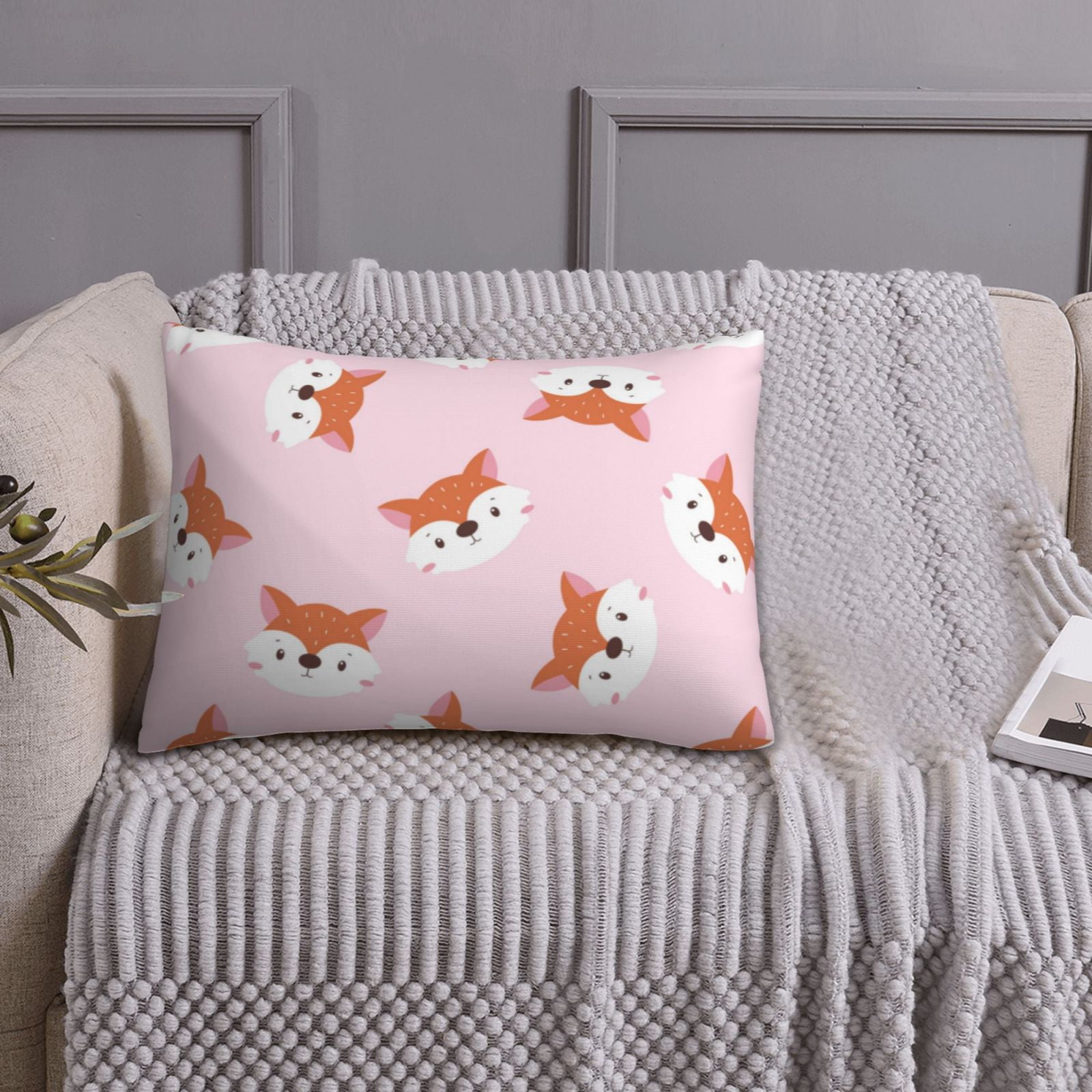 Queen Size Pillows Cases Standard Size 20x26 In - Cute Fox Pink Soft ...
