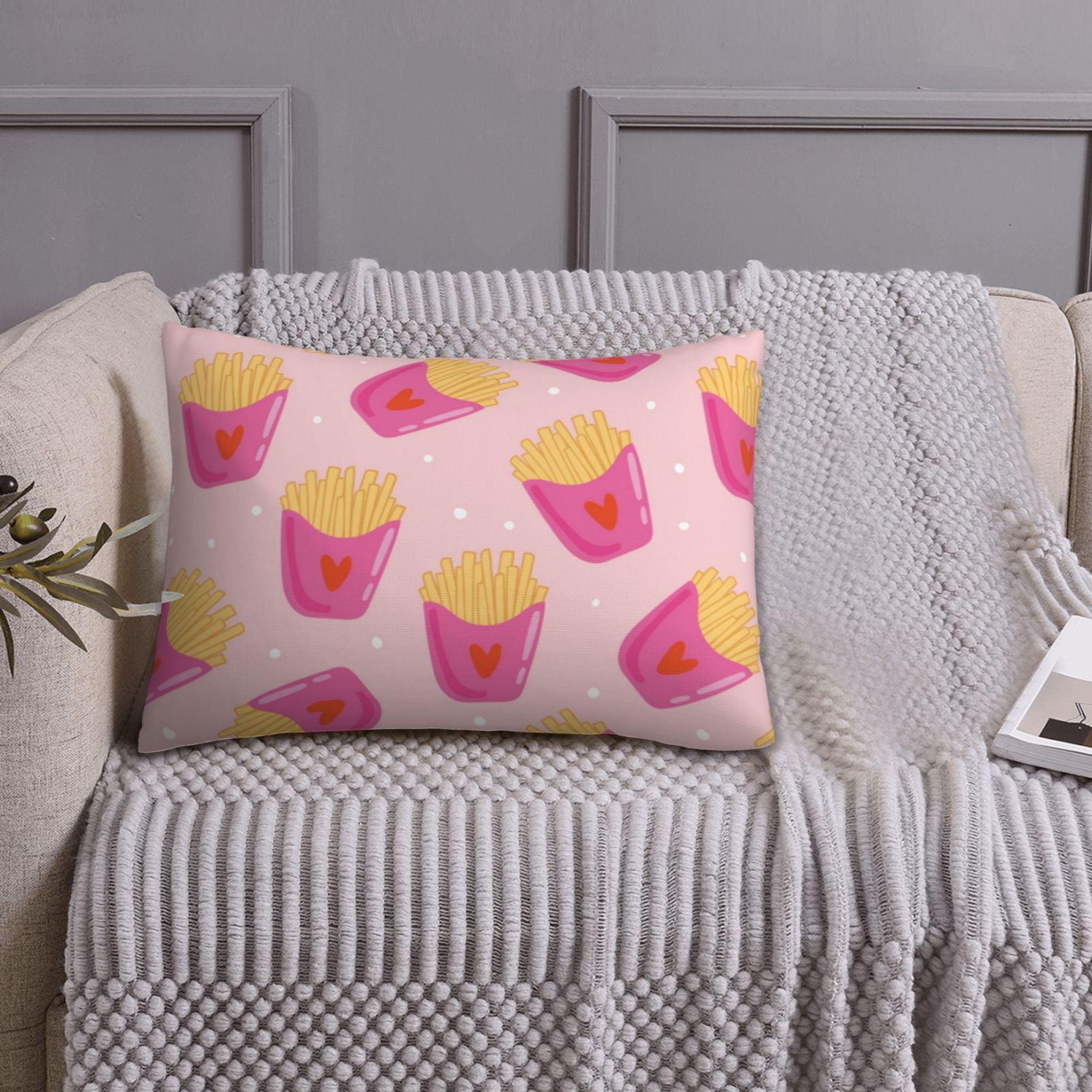 Queen Size Pillows Cases Standard Size 20x26 In - Cute Fries Red Love ...