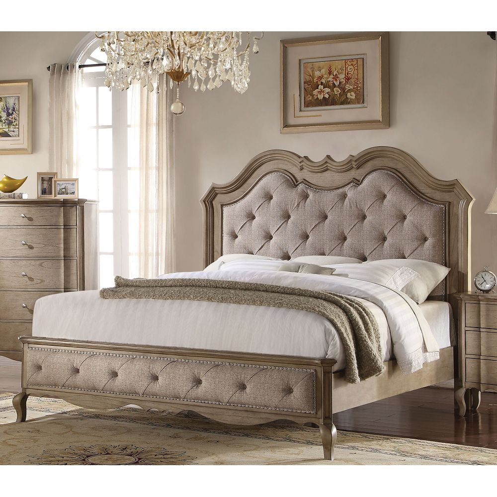 Queen Size Platform Bed with Button Tufted Headboard and Footboard ...